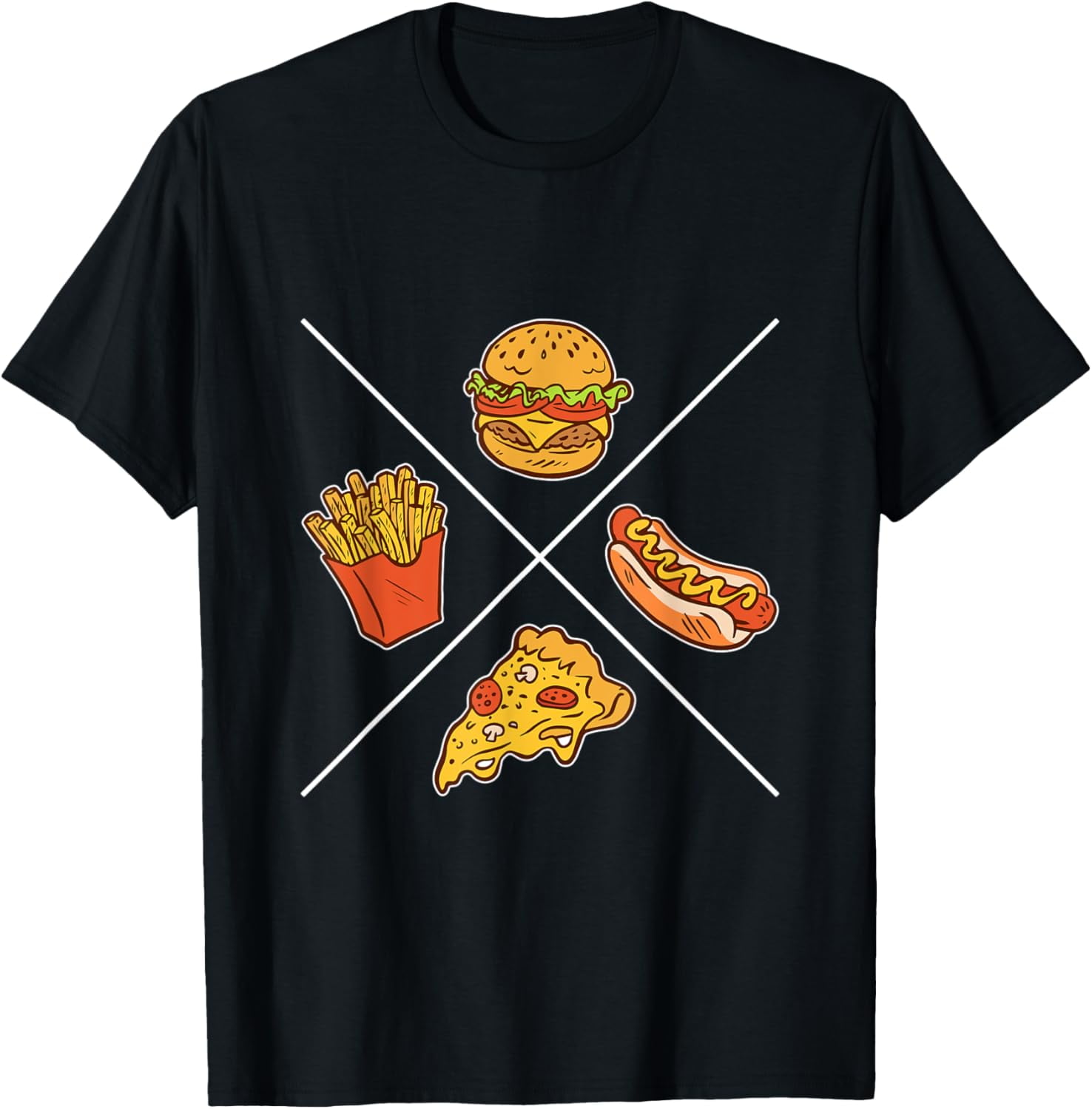 Burger Fries Pizza Hotdog - Fast Food T-Shirt - Walmart.com