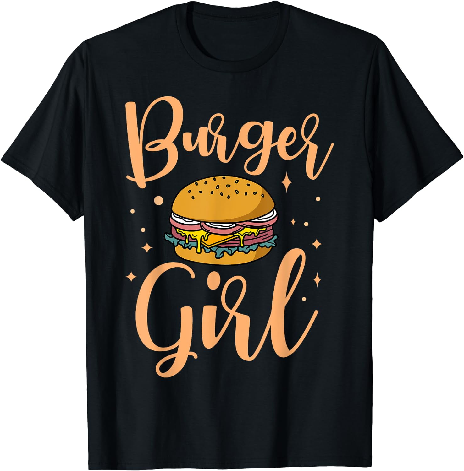 Burger Girl Hamburger Fast Food Snacks Lover T-Shirt Black - Walmart.com
