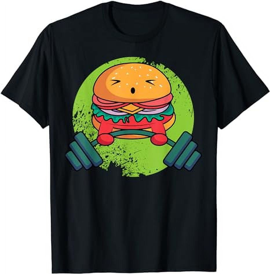 Burger Lifting Fitness Barbell Hamburger Fast Food Lover T-Shirt ...