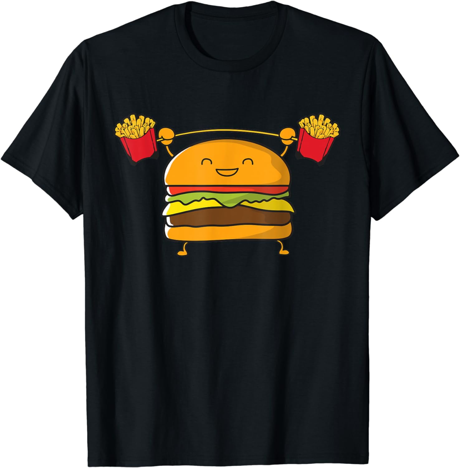 Burger Lifting Fries Funny Food Snatch Squat Barbell Weight T-Shirt ...