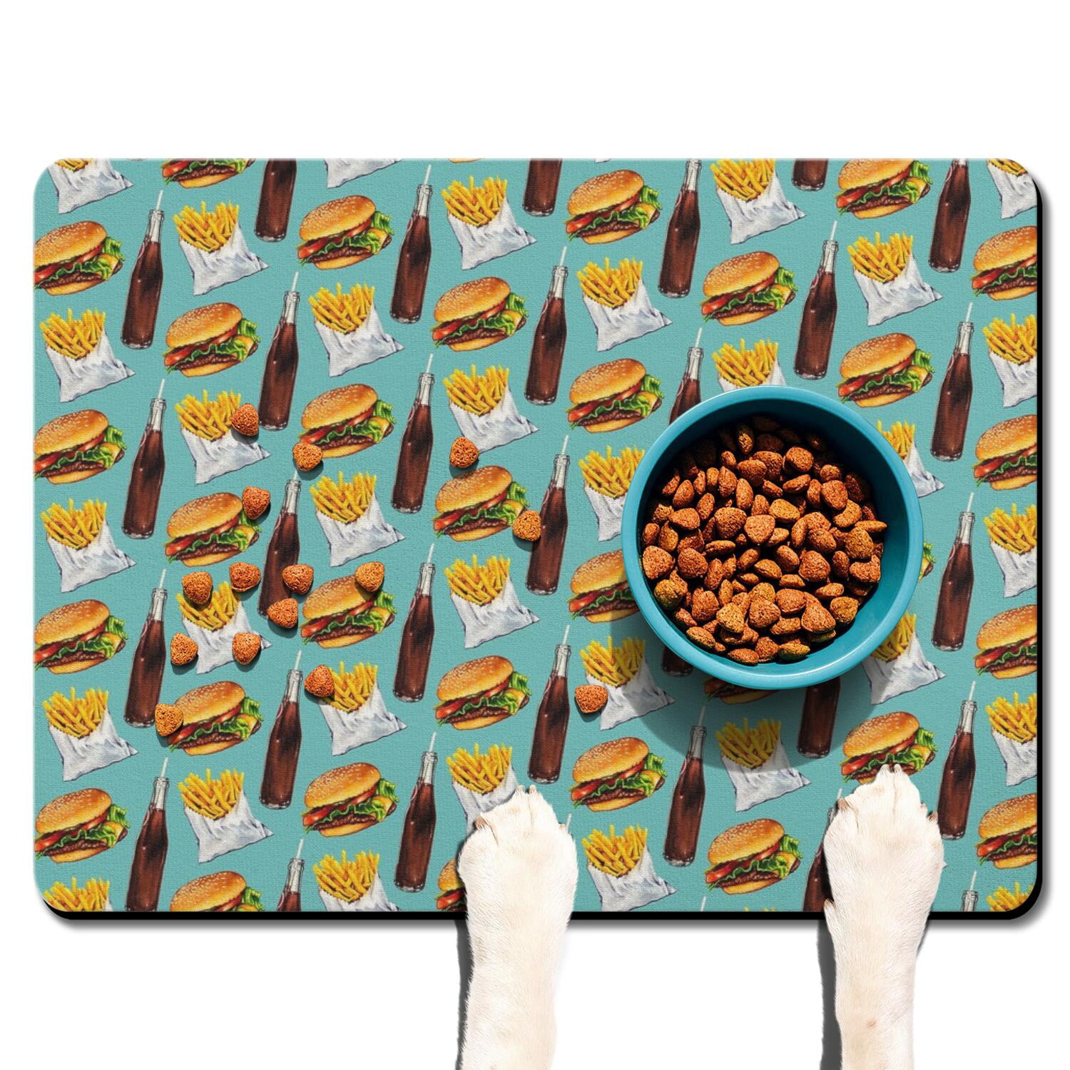 Burger Lover's Dog Food Spill Mat - Multi-Layer Absorbent & Non-Slip ...