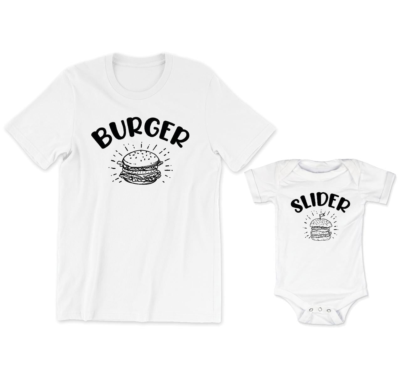 Burger Men's T-Shirt Funny Matching Food Graphic Slider Baby Bodysuit ...