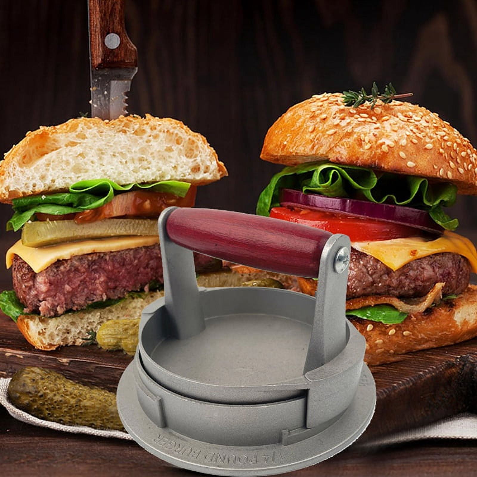 Burger Patty Maker Non-Stick, Stuffed Hamburger Patty Mold Manual ...