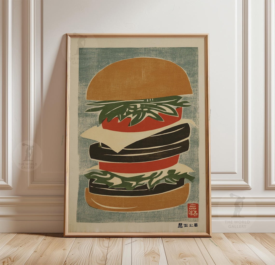 Burger Poster Retro Food Wall Art Vintage Kitchen Illustration Art ...