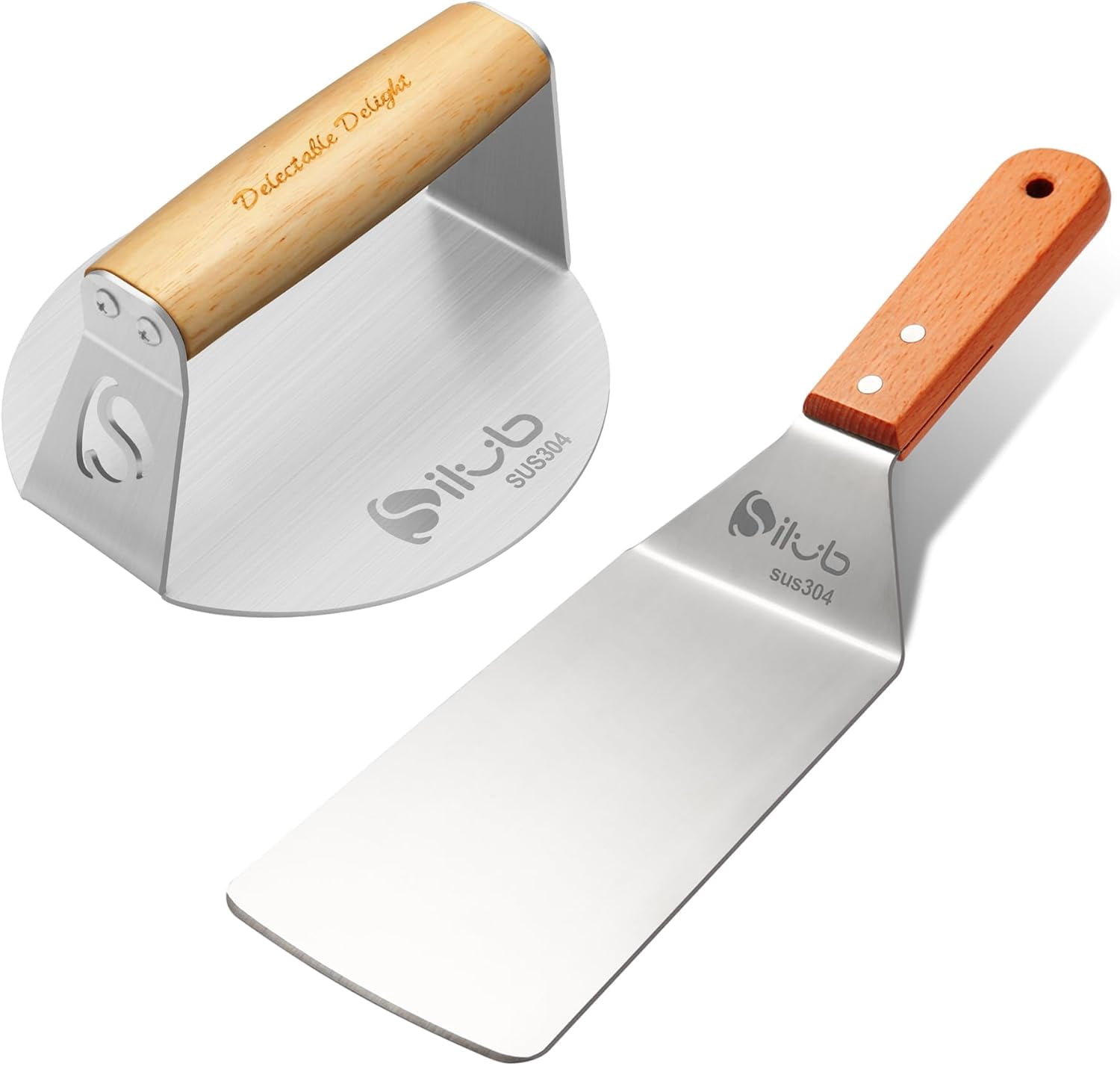 Burger Press 304 Stainless Steel Smash Burger Press with Wide Turner, 6 ...