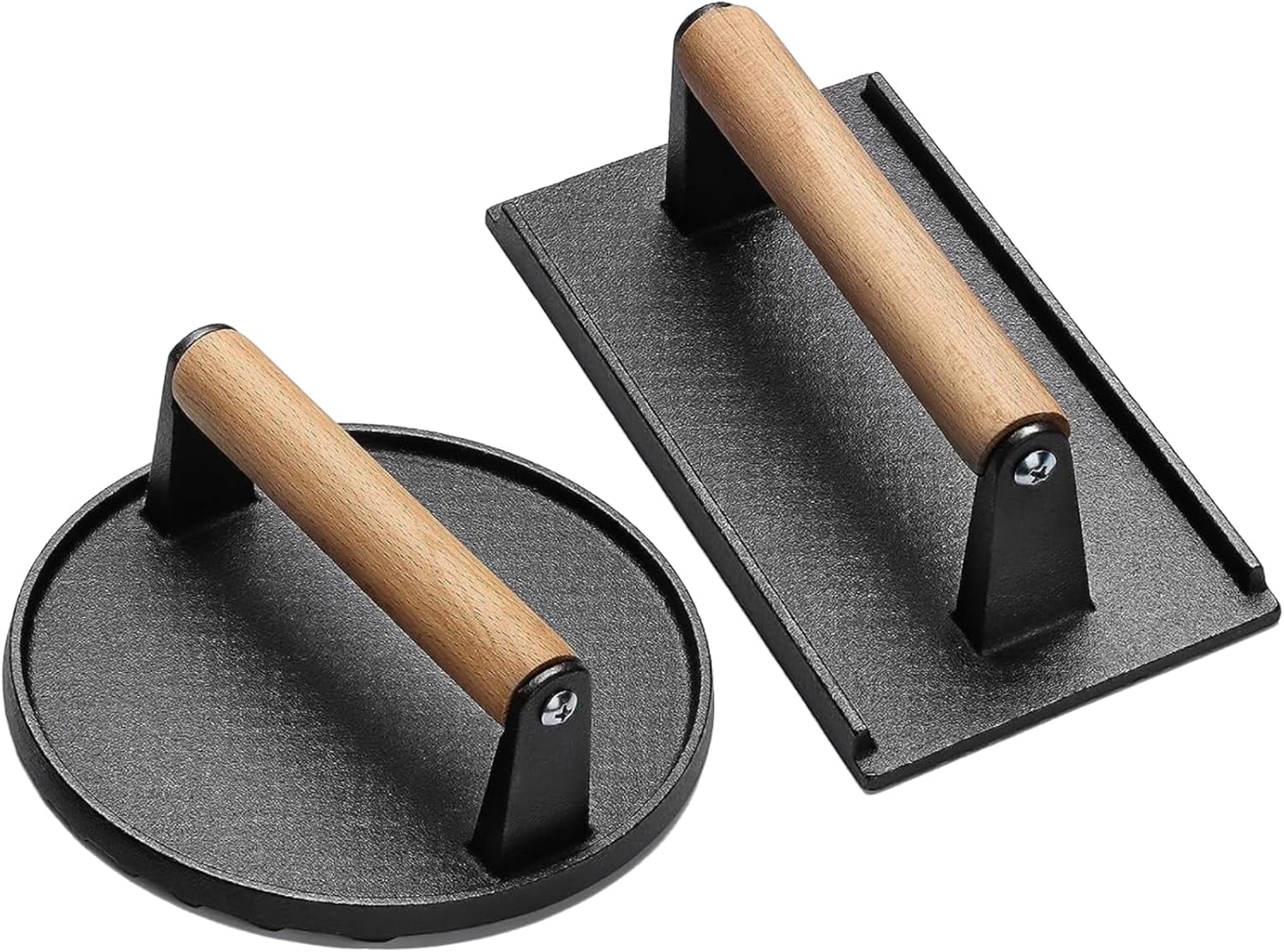 Burger Press, 7" Round & 8.2"X4.3" Rectangular Heavy Duty Cast Iron ...