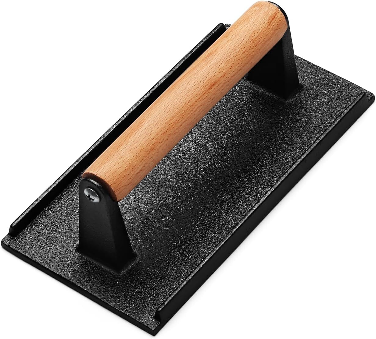 Burger Press Heavy Duty Cast Iron Rectangular 8.2x4.2In with Wood ...