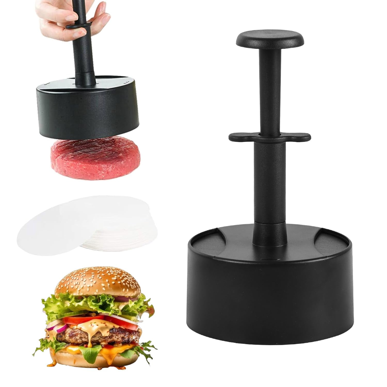Burger Press Maker - Adjustable Hamburger Mold Plastics Non-Stick Meat ...