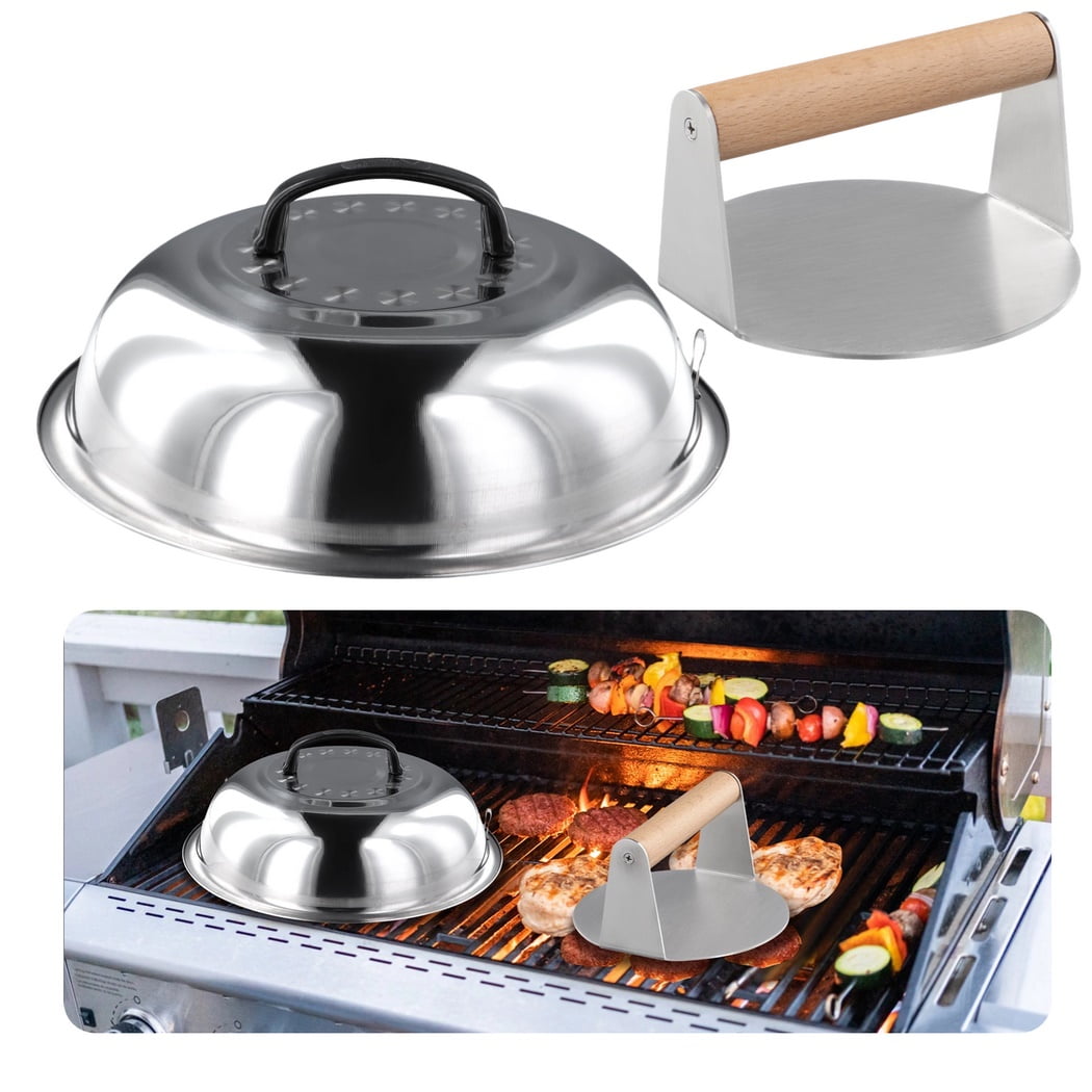 Burger Press and Melting Dome, 5.4-inch Heavy Duty Burger Smasher, 11.4 ...