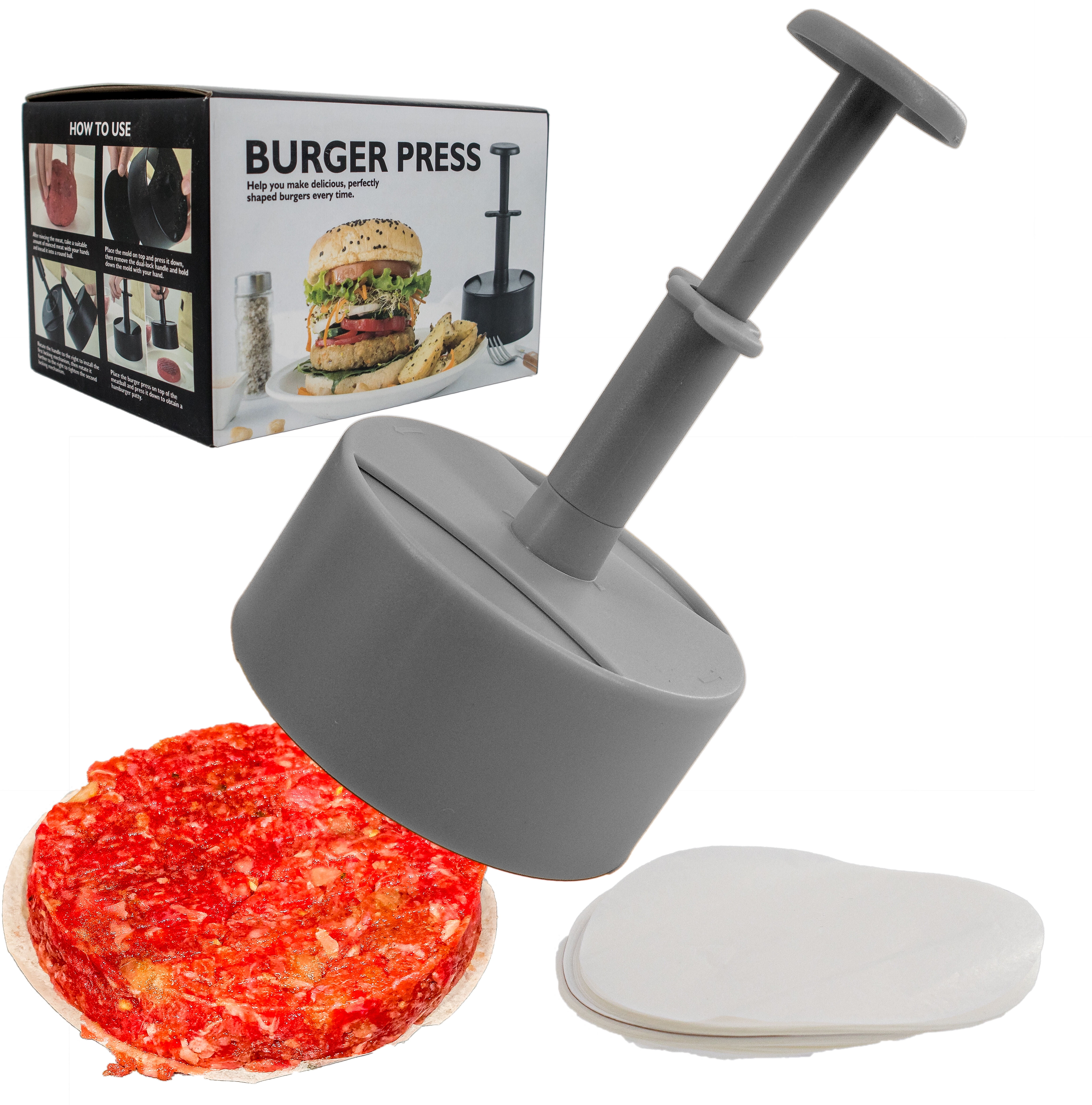 Burger Press Patty Maker - Adjustable, Non-Stick Hamburger Mold for ...