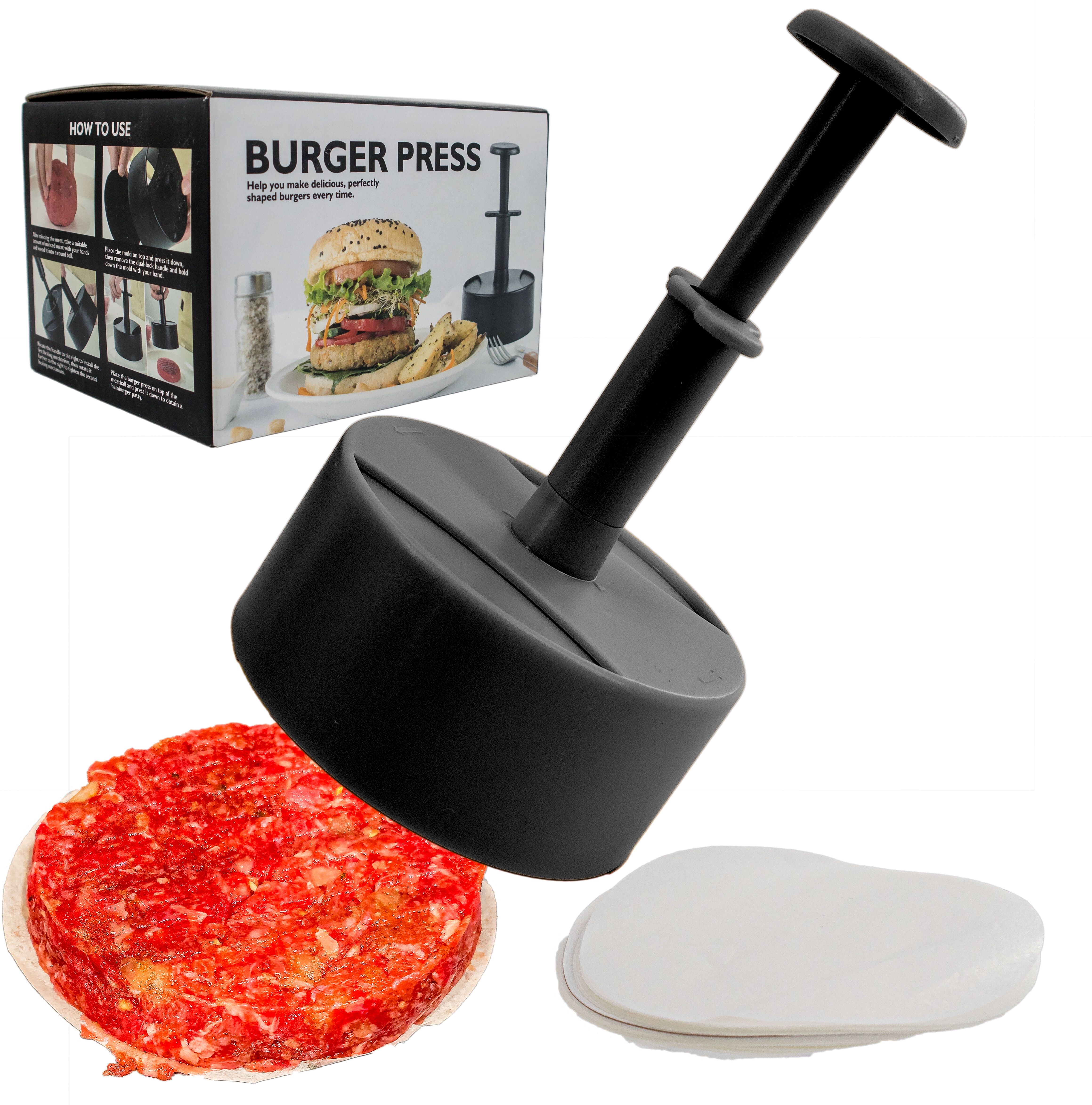 Burger Press Patty Maker - Adjustable, Non-Stick Hamburger Mold for ...