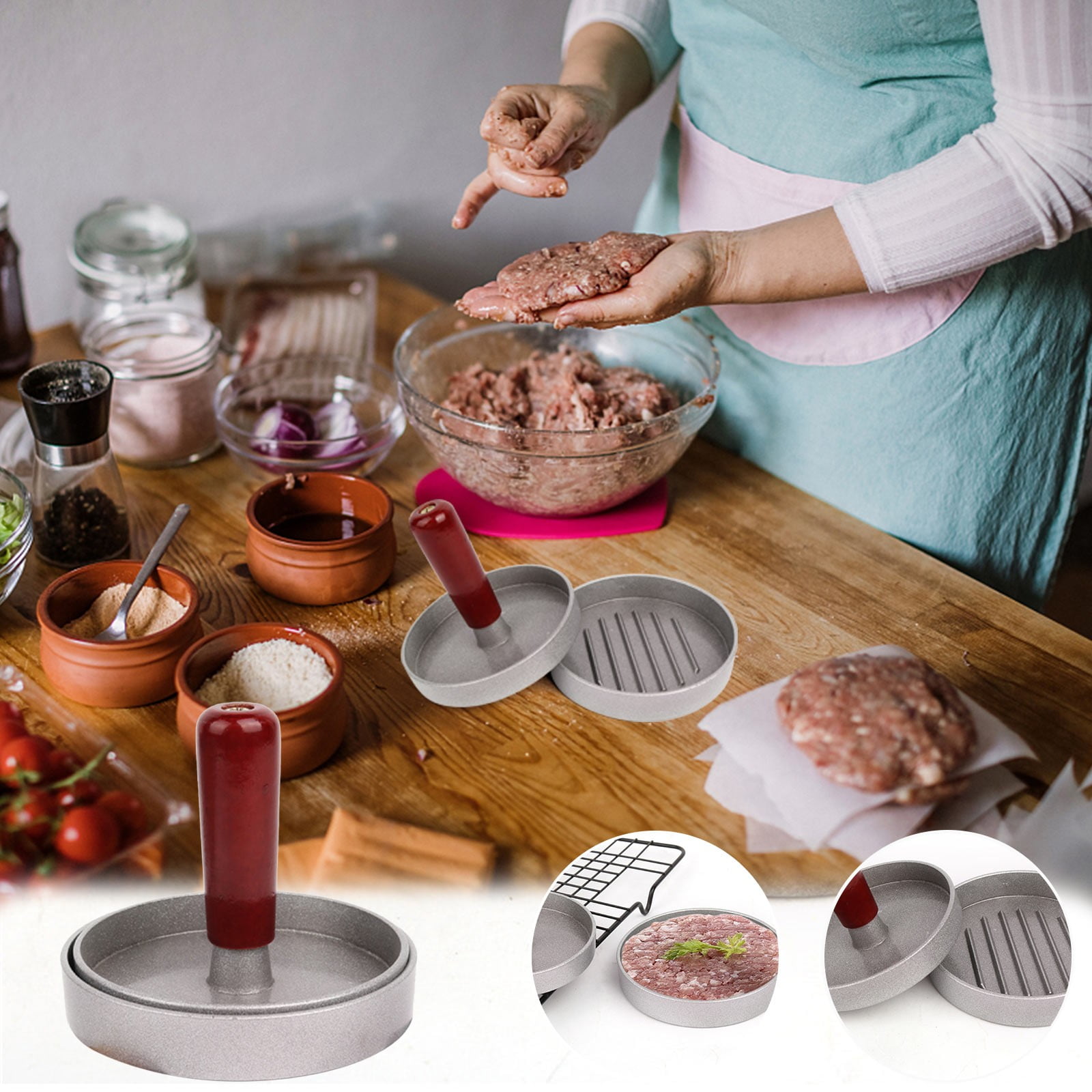 Burger Press Patty Maker |Aluminum Non-Stick Hamburger Press Kit Burger ...