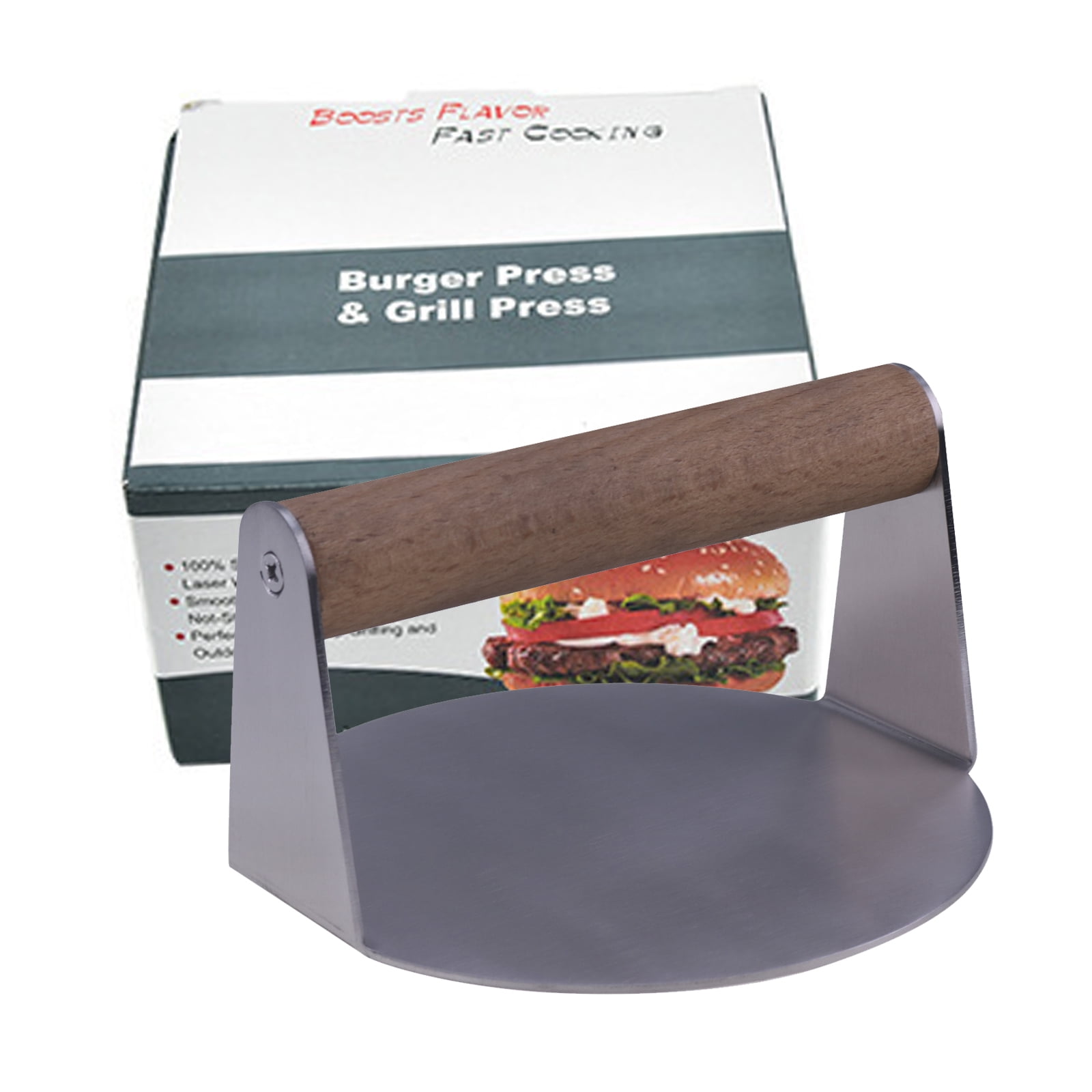 Burger Press - Stainless Steel Burger Smasher Tool - Smooth & Non-Stick ...