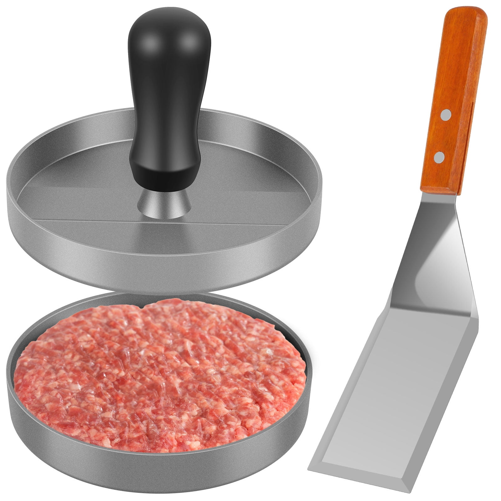 Burger Press with Spatula Set | Non-Stick Hamburger Mold | Meat Beef ...