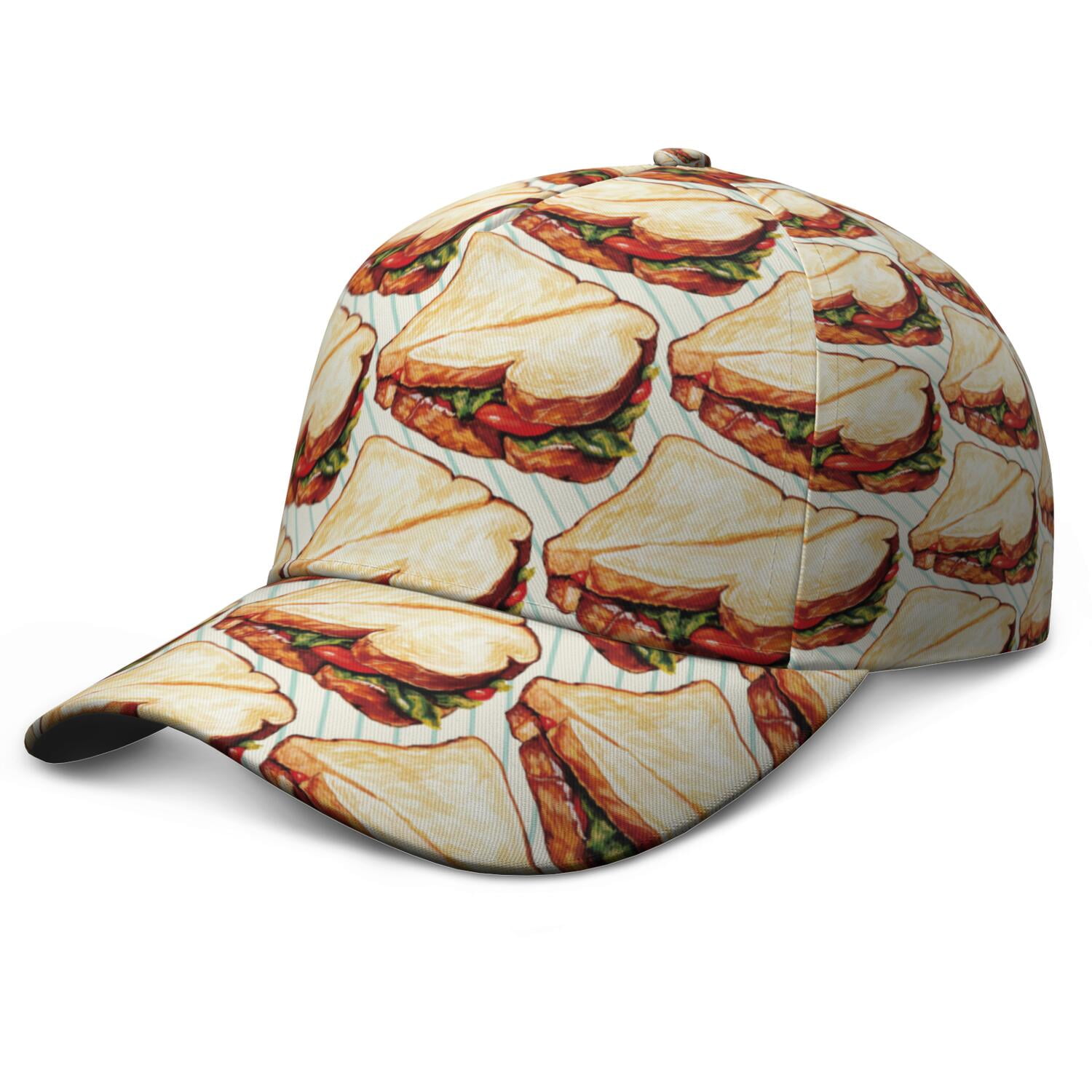 Burger Print Adjustable Snapback Hat - Lightweight Sun Protection Cap ...
