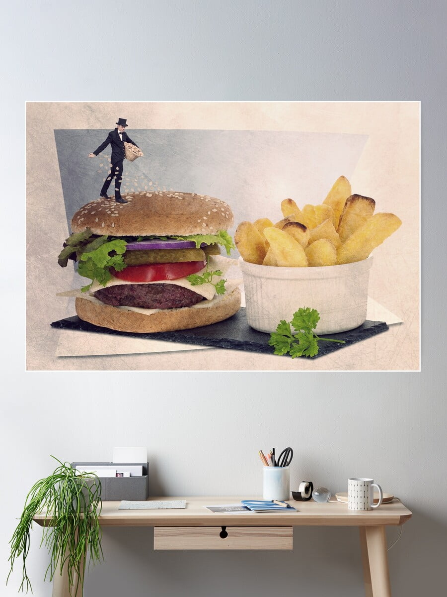 Burger Print, Hamburger Illustration Poster Wall Art, Modern Wall Decor ...