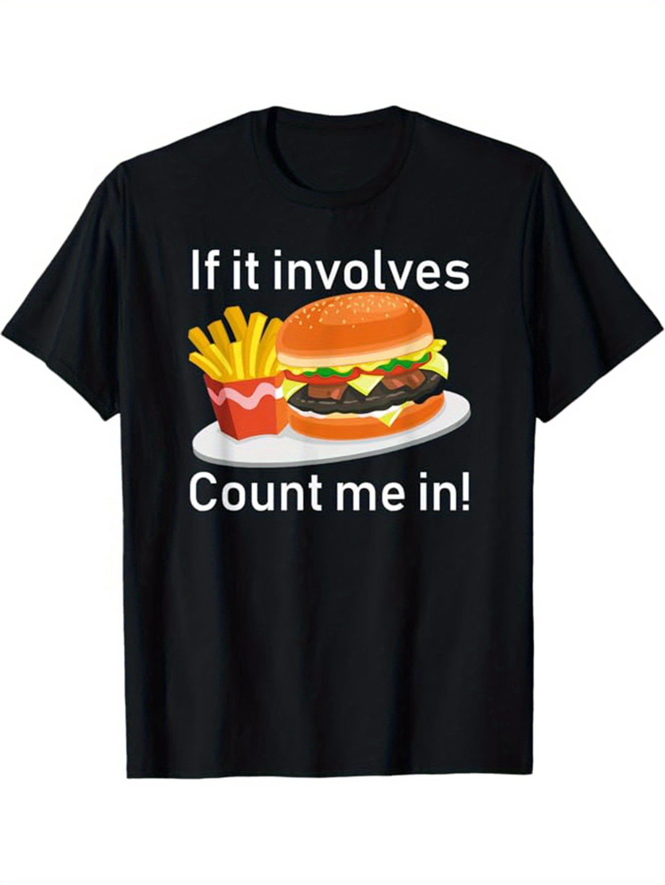 Burger Print Men's Casual Short Sleeve Crew Neck T-Shirt Men's ...