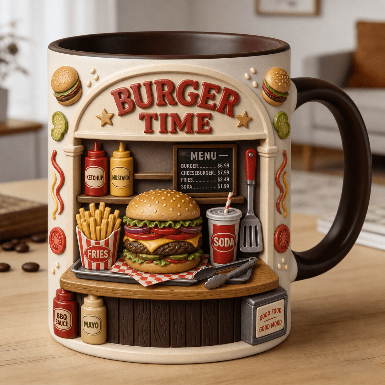 Burger Restaurant Mug, Burger Time Coffee Cup for Foodies, Diner Lover ...