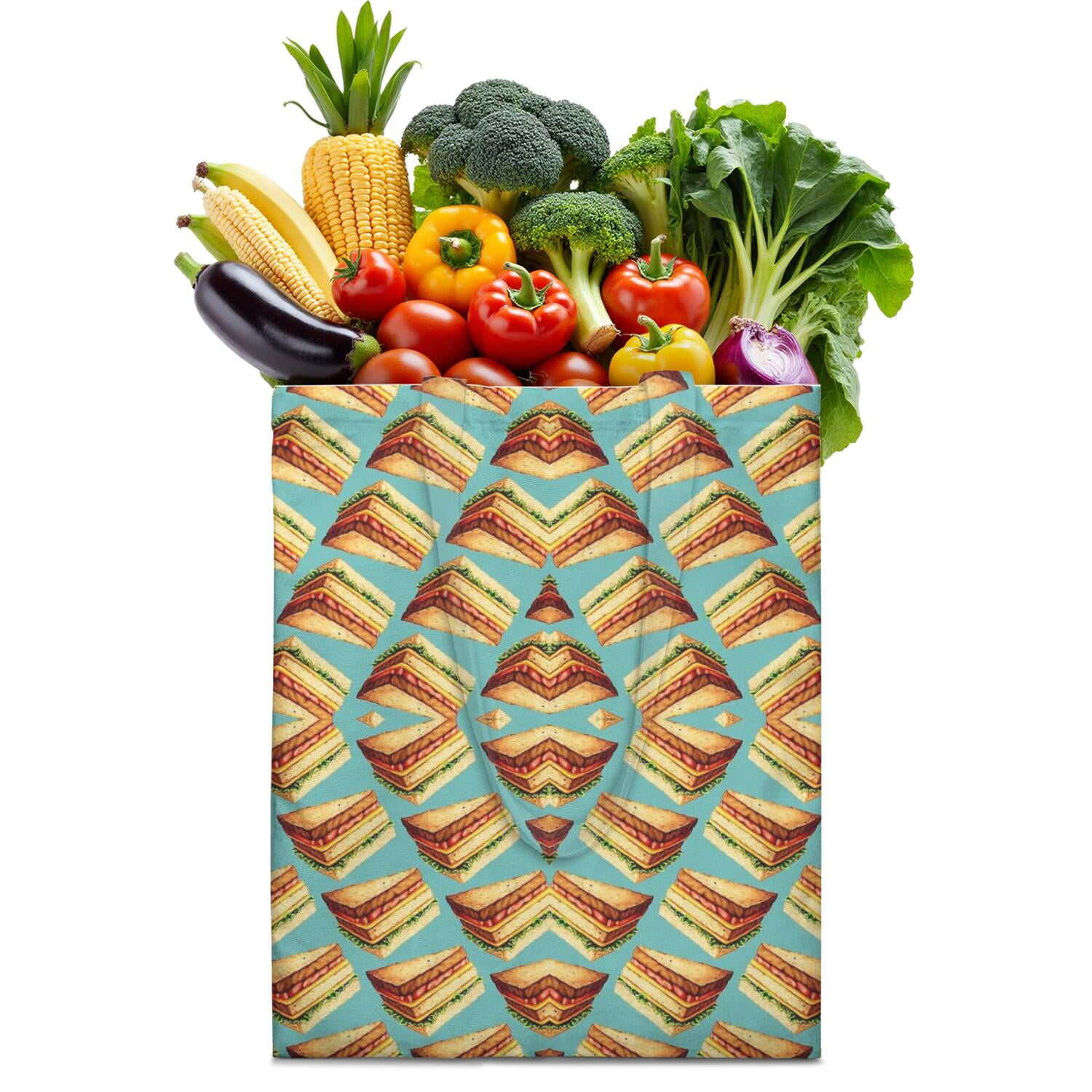 Burger Sandwich Canvas Tote Bag – American Foodie Junk Food Reusable ...