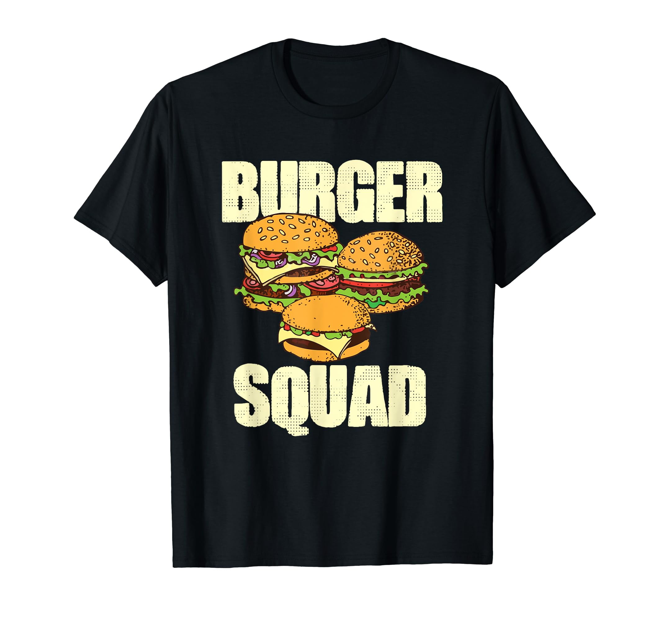 Burger & Squad Funny Hamburger Cheeseburger Day Black T-Shirt Gift ...
