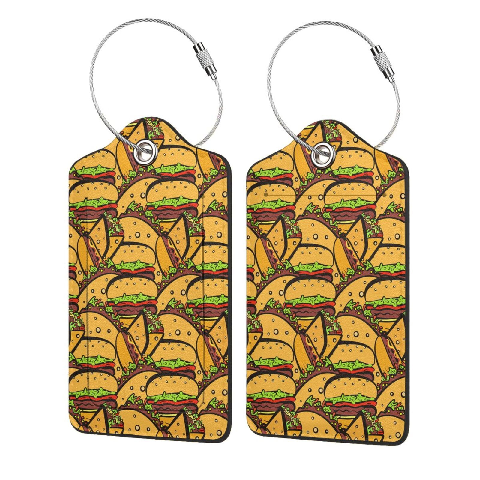 Burger Tacos Hot Dog Luggage Tags for Suitcase PU Privacy Cover ID ...