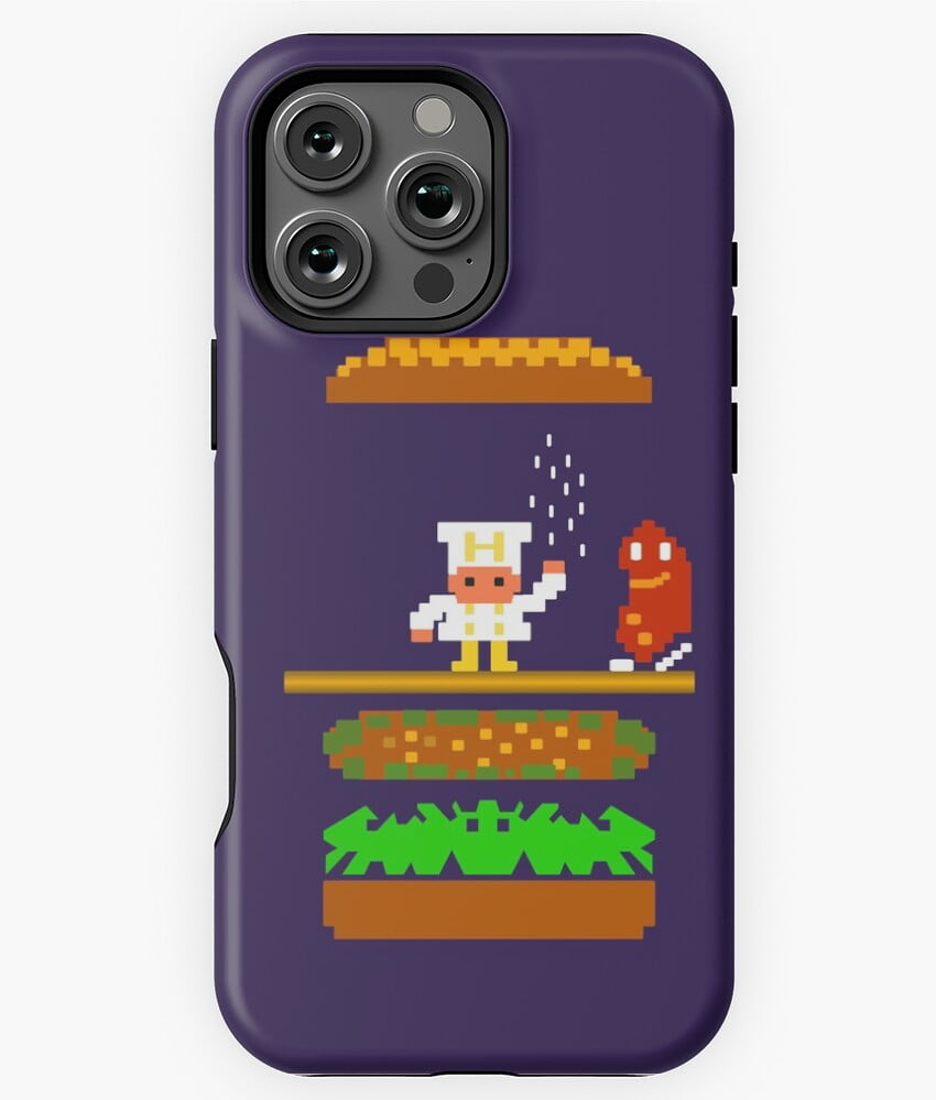 Burger Time Retro 80s Arcade Game Phone Case for iPhone 16 15 14 13 12 ...