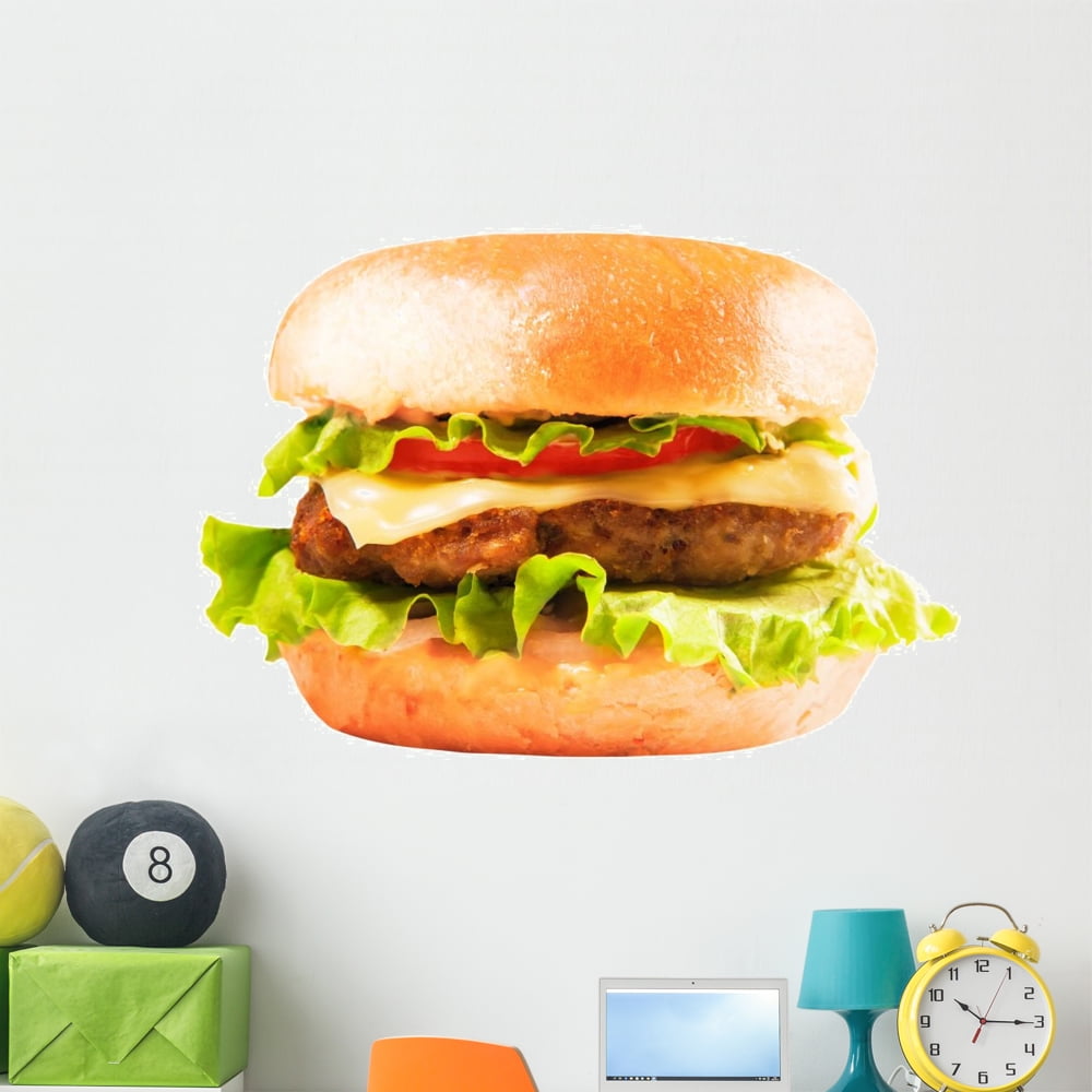 Burger White Wall Mural by Wallmonkeys Peel and Stick Graphic (48 in W ...