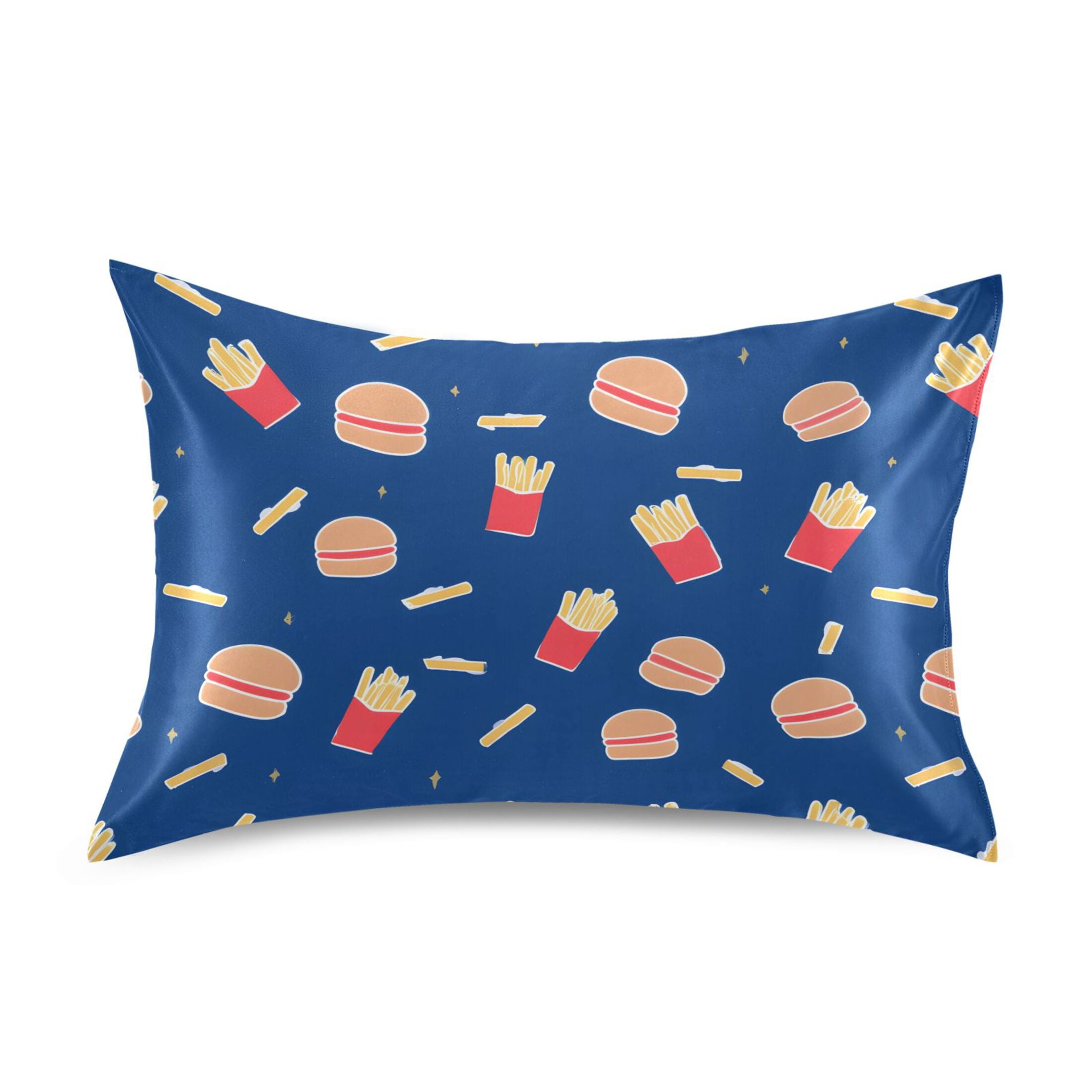Burger and French Fries Pattern Pillowcase Standard Size Luxury Silky ...