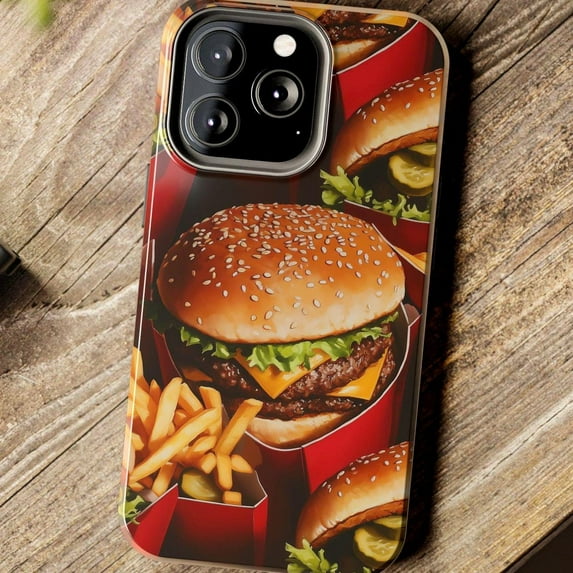 Burger and Fries Fast Food Art Painting Phone Case iPhone 17 through 11 ...