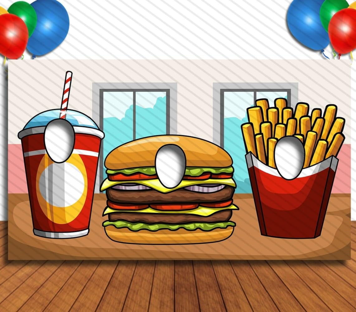 Burger and FriesTRDN Hole in Face Cutout, Photo Banner Backdrop ...
