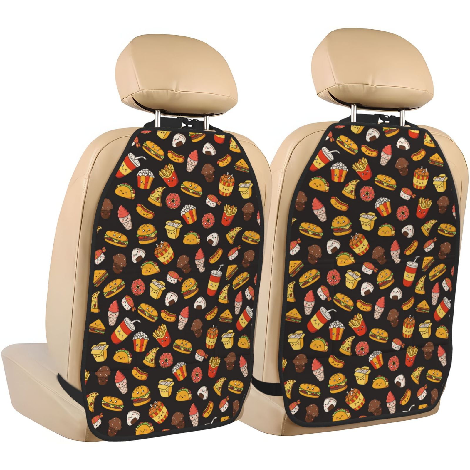 Burger fries Backseat Car Organizer, 2 Pack Kick Mats Back Seat ...