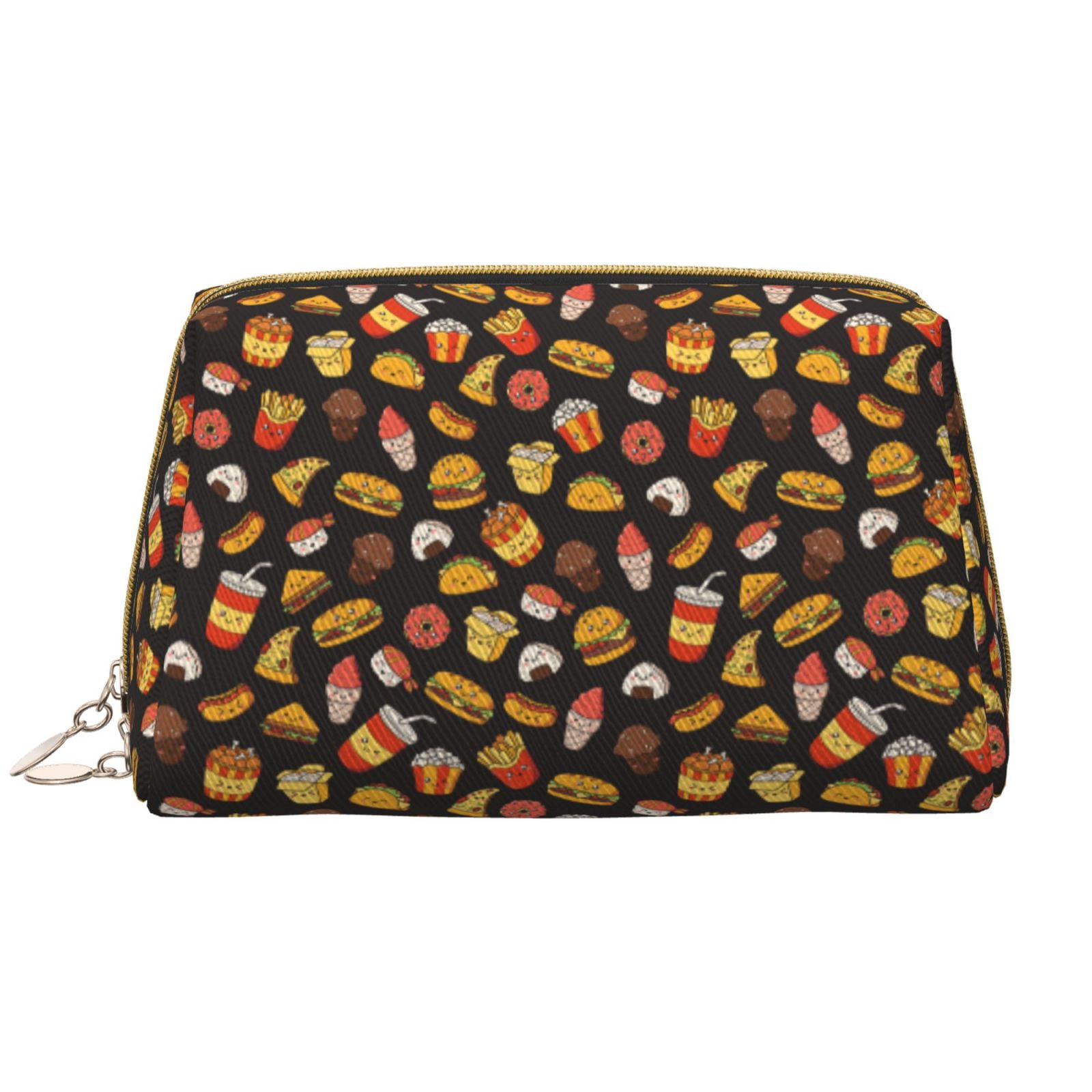 Burger fries Makeup Bag, Leather Waterproof Travel Toiletry Bag, Large ...