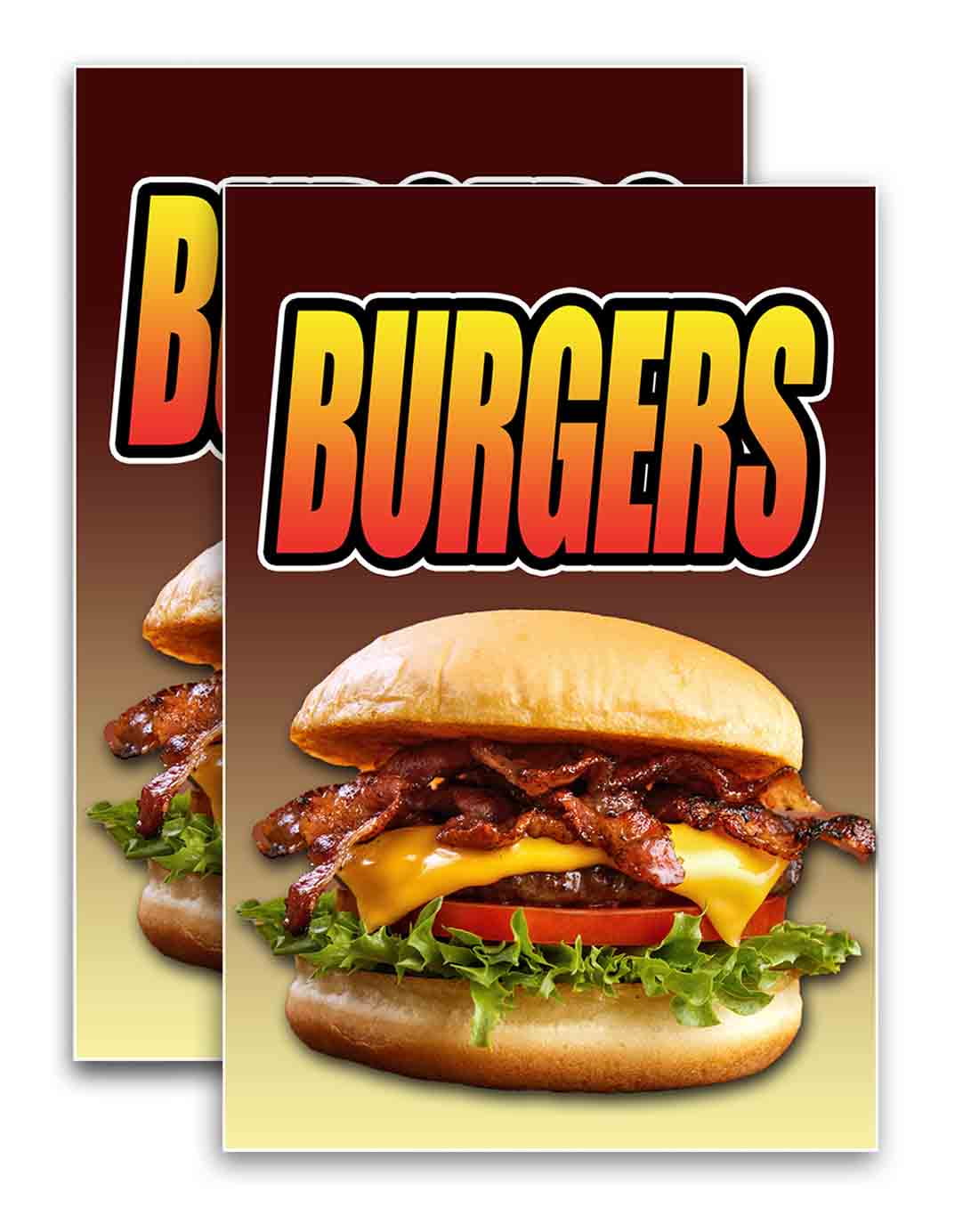 Burgers (24" X 36") Vinyl Decal Only (Pack of 2) |Sign|Sticker|Poster ...