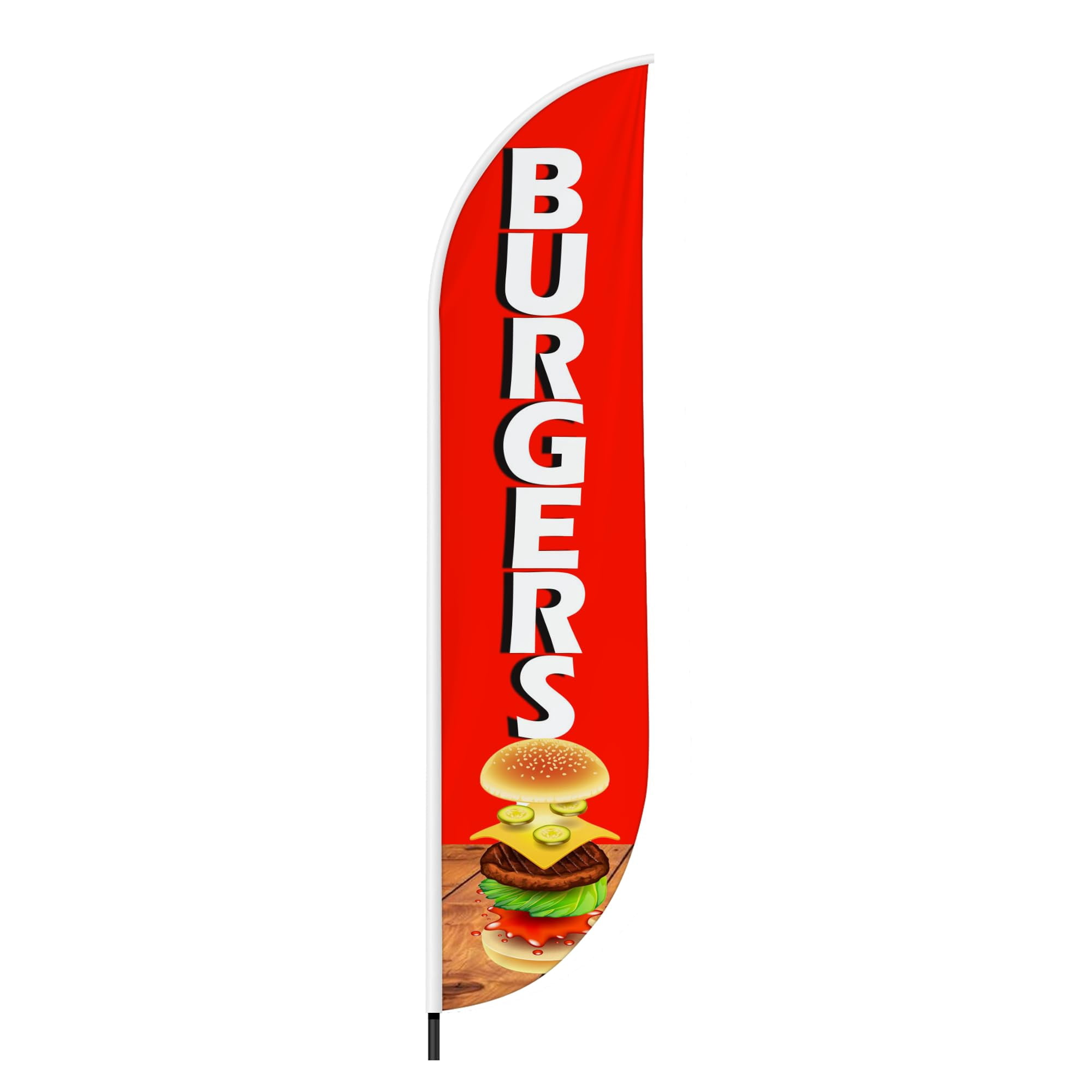 Burgers Feather Flag(11.5feetX2.5feet) by DreamController | Outdoor ...