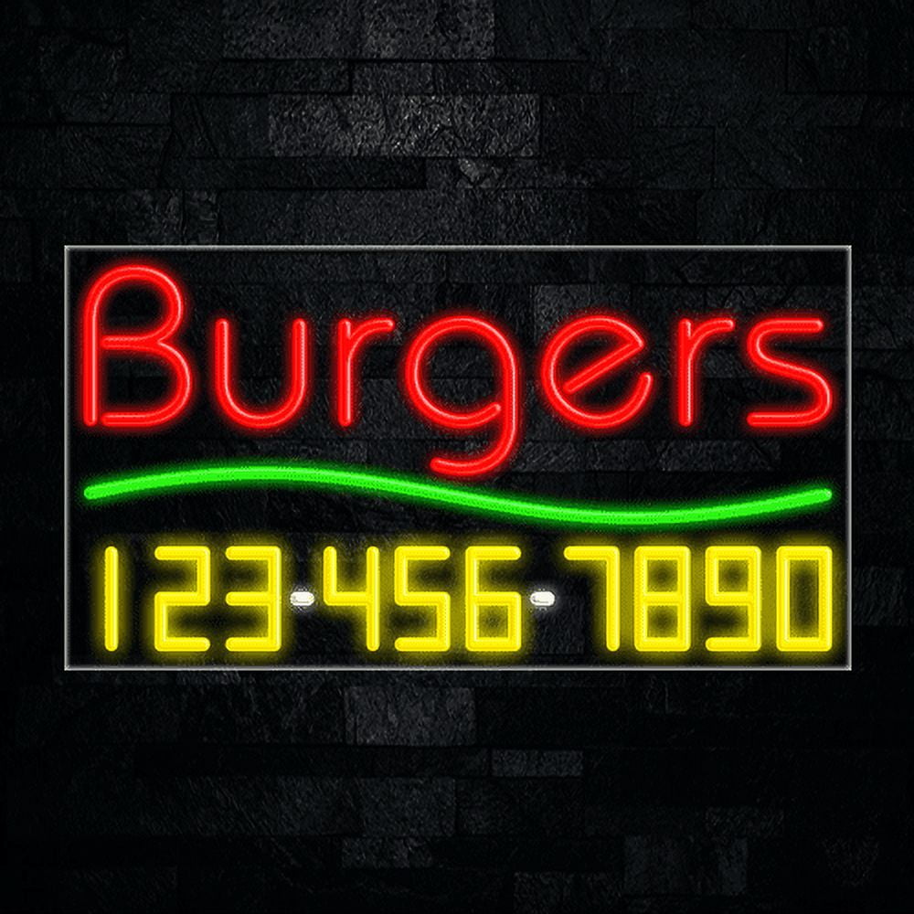 Burgers LED Neon Sign 33"L x 18"H #35018 - Walmart.com