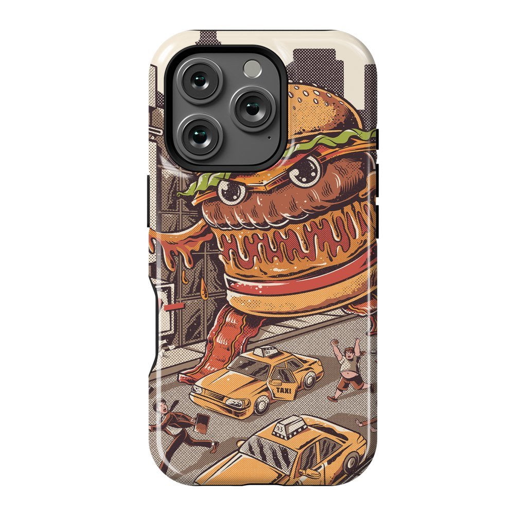 Burgerzilla Fun Giant Burger Graphic iPhone Case with iPhone 11 to 16 ...