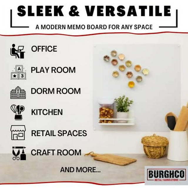 BurghCO Magnetic Bulletin Board - Wet Erase Magnetic Wall Board for ...