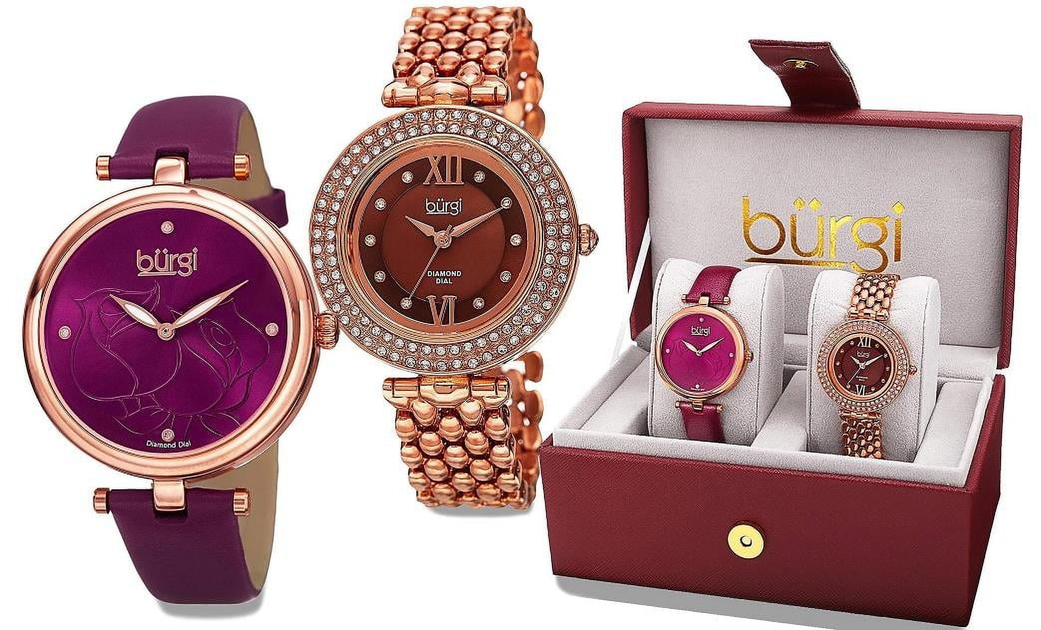 Burgi BUR152RG Diamond Markers Crystal Accented Rosetone Womens Watch ...