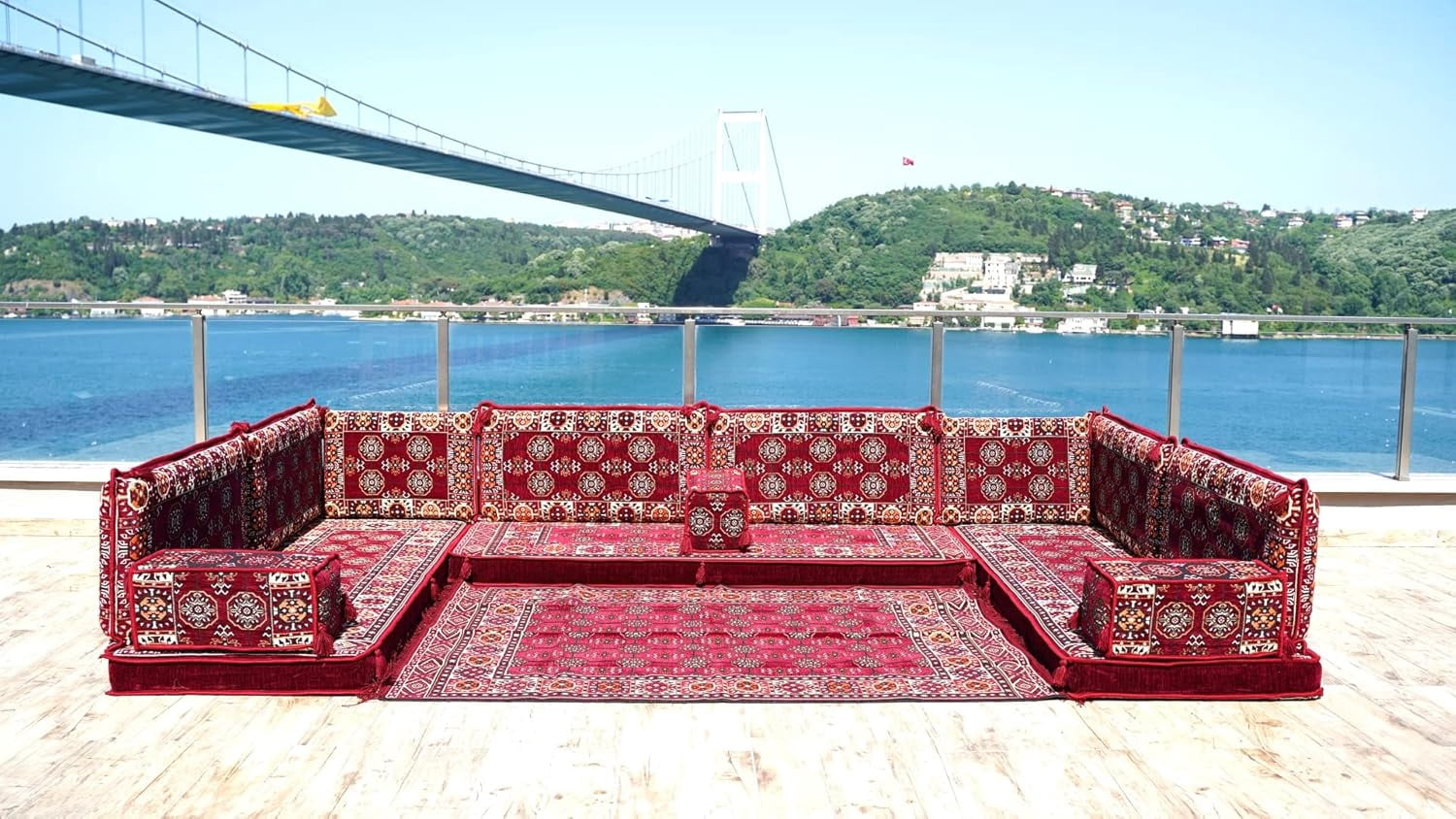 Burgundy Arabic Floor Pillows, Sleeper Sofa, Diwan Sofa, Turkish Sofa ...
