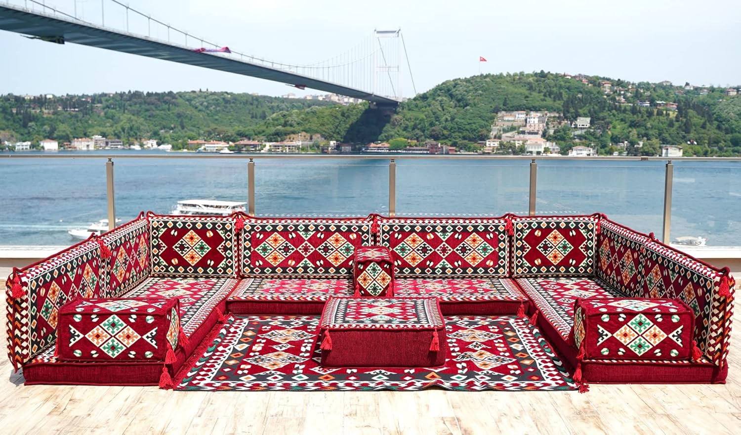Burgundy Arabic Floor Seating, Arabic Majlis Set, Floor Cushion Seating ...