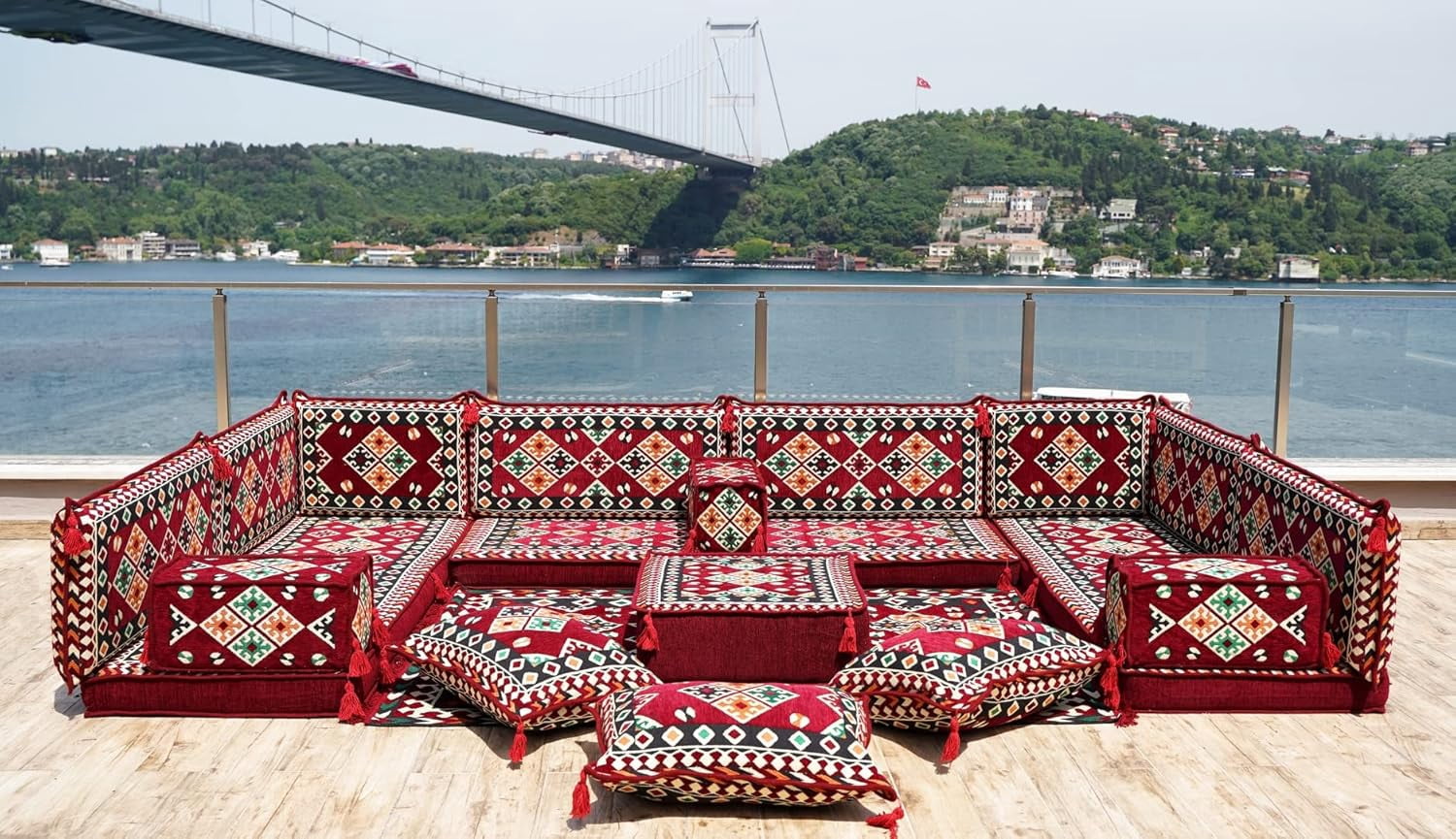 Burgundy Arabic Floor Seating, Arabic Majlis Set, Floor Cushion Seating ...