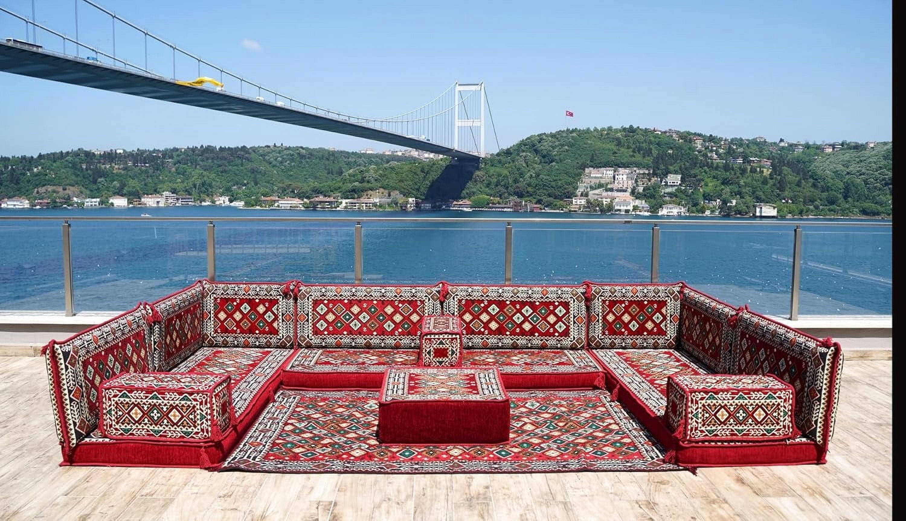 Burgundy Arabic Floor Seating, Floor Cushion Seating for Adults, Futon Sofa Bed, Living Rooms ...