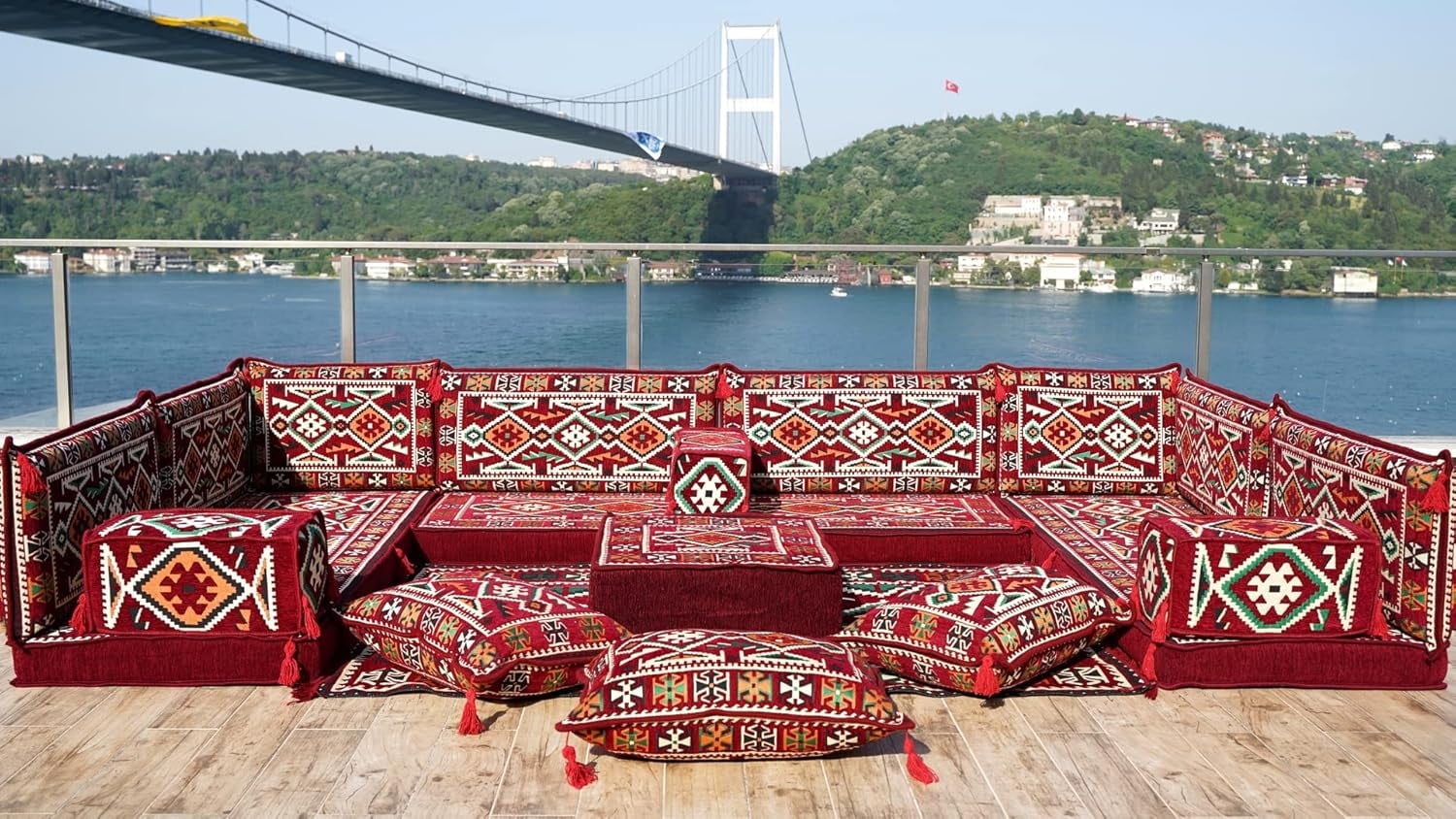 Burgundy Arabic Floor Seating, Sleeper Sofa Bed for Living Rooms, Futon ...