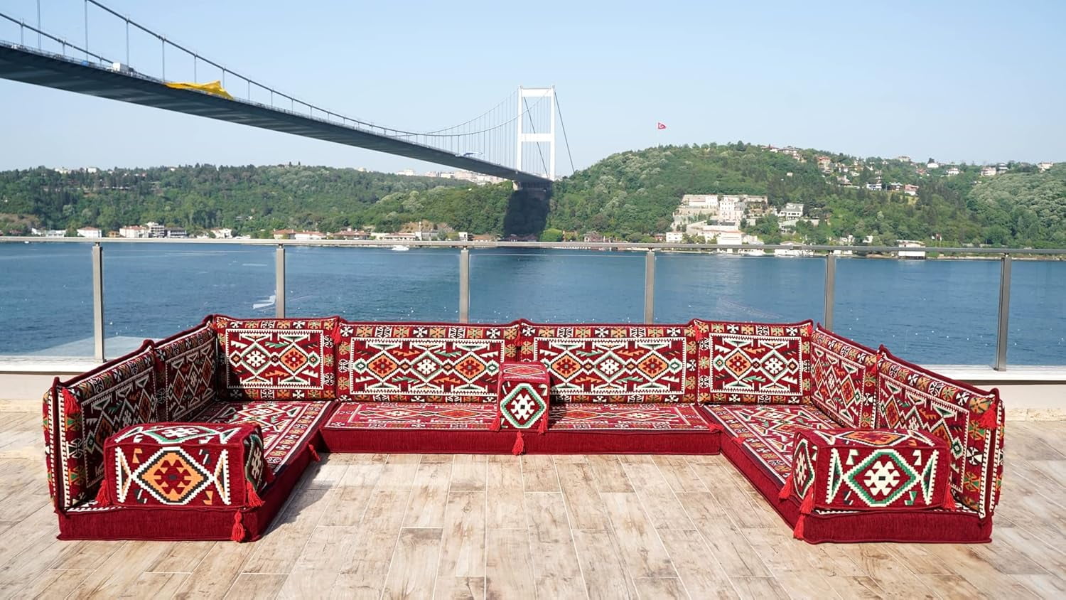 Burgundy Arabic Floor Seating, Sleeper Sofa Bed for Living Rooms, Futon ...