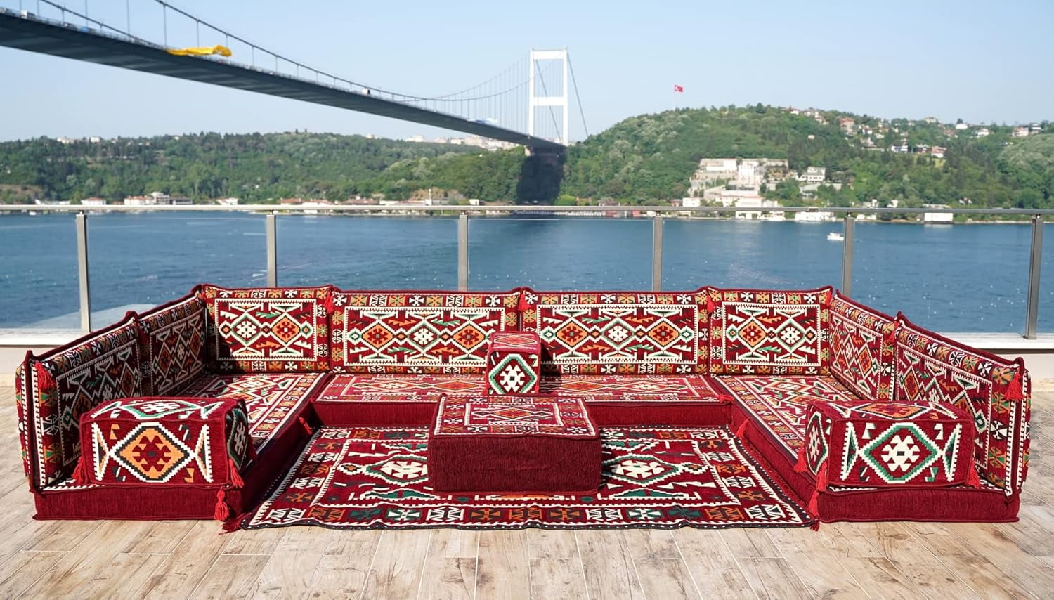 Burgundy Arabic Floor Seating, Sleeper Sofa Bed for Living Rooms, Futon ...