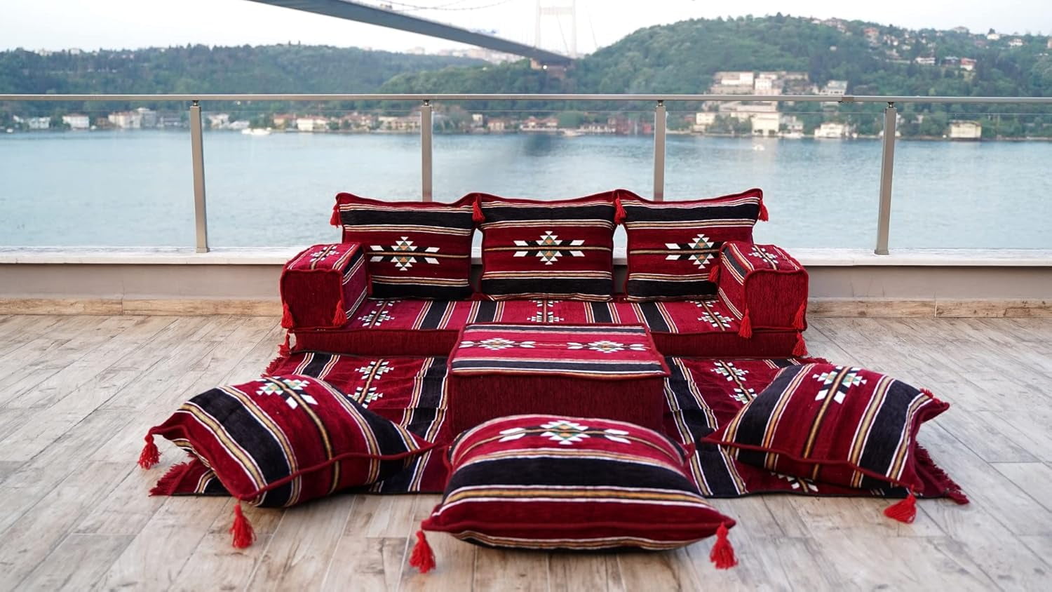 Burgundy Arabic Floor Sofa Set, Turkish Sofa, Sleeper Sofa, Floor ...