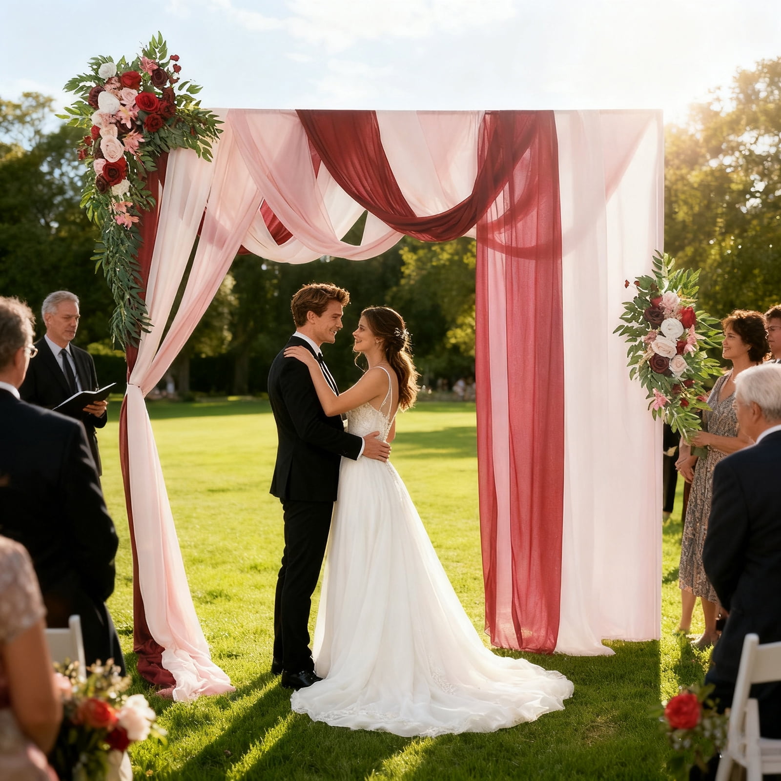 Burgundy Artificial Arch Flowers Kit Pack of 5, Wedding Decorations for ...