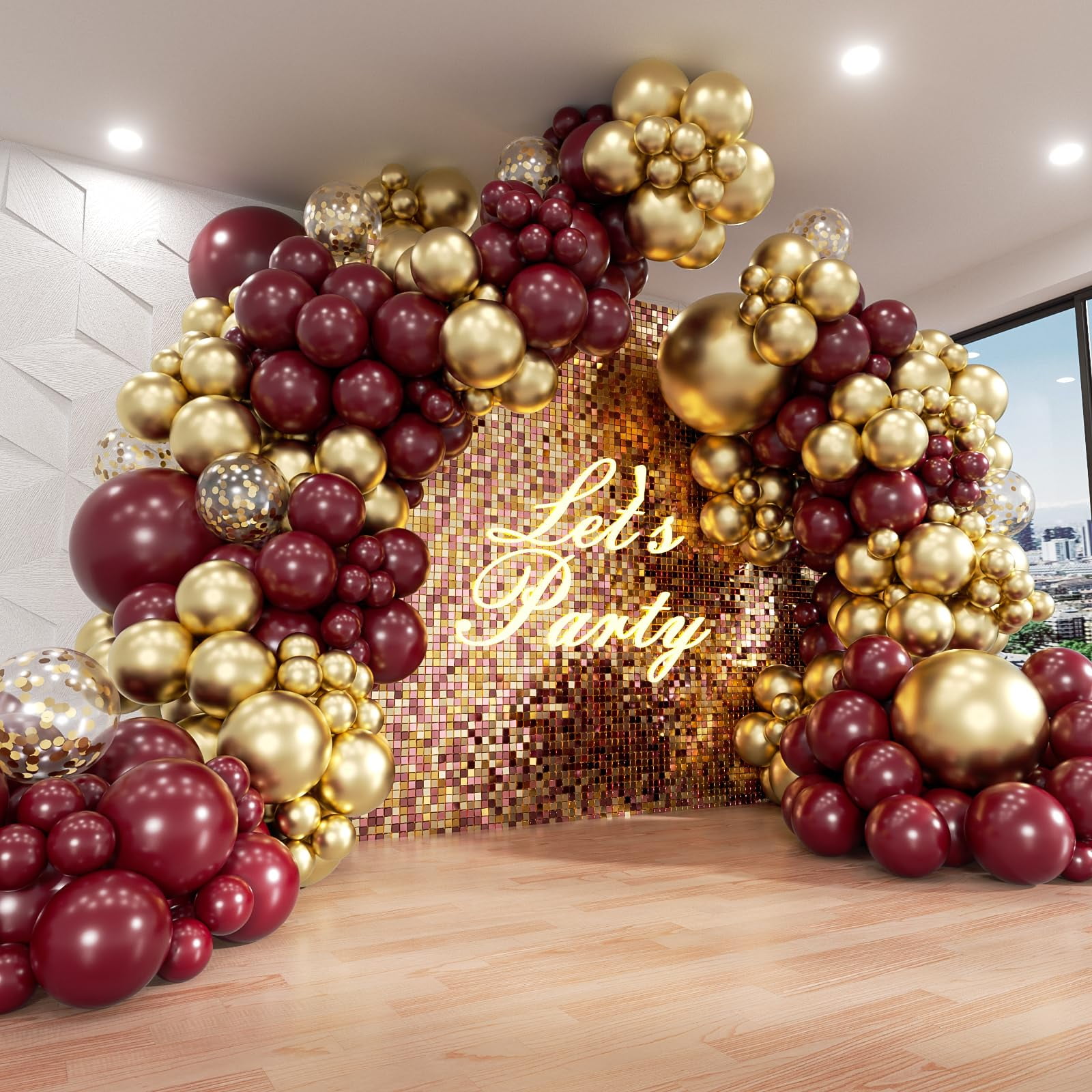 Burgundy Balloon Arch Garland Kit with KKS1 Burgundy Maroon Gold ...