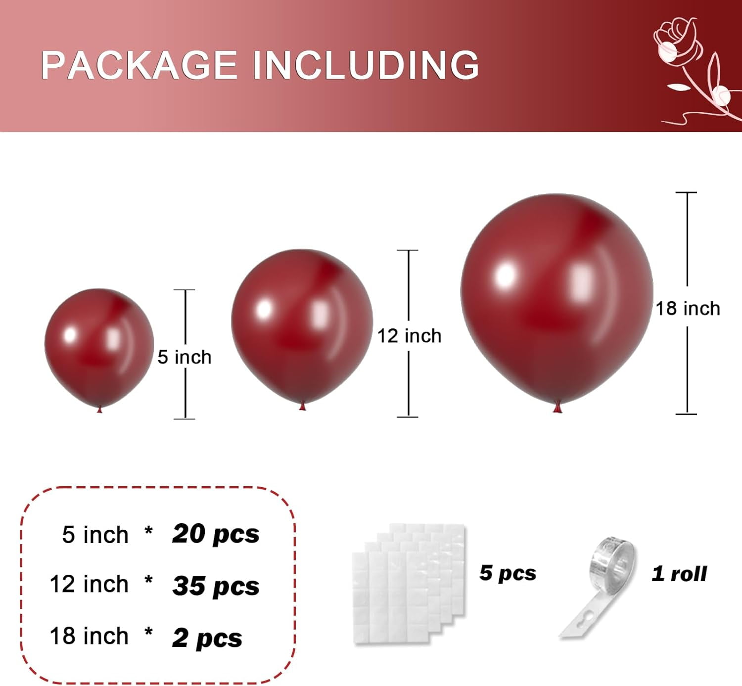 Burgundy Balloon Garland Double Stuffed Maroon Balloons Different Sizes ...