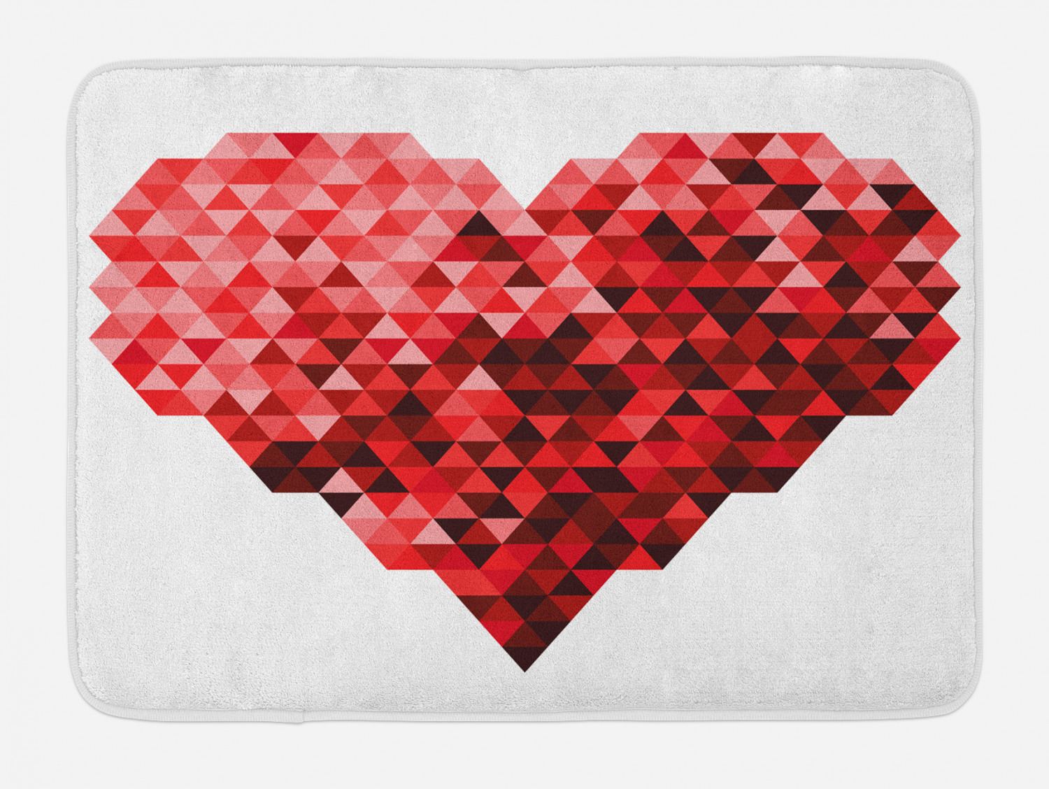 Burgundy Bath Mat, Futuristic Modern Heart in Geometrical Ombre Style ...